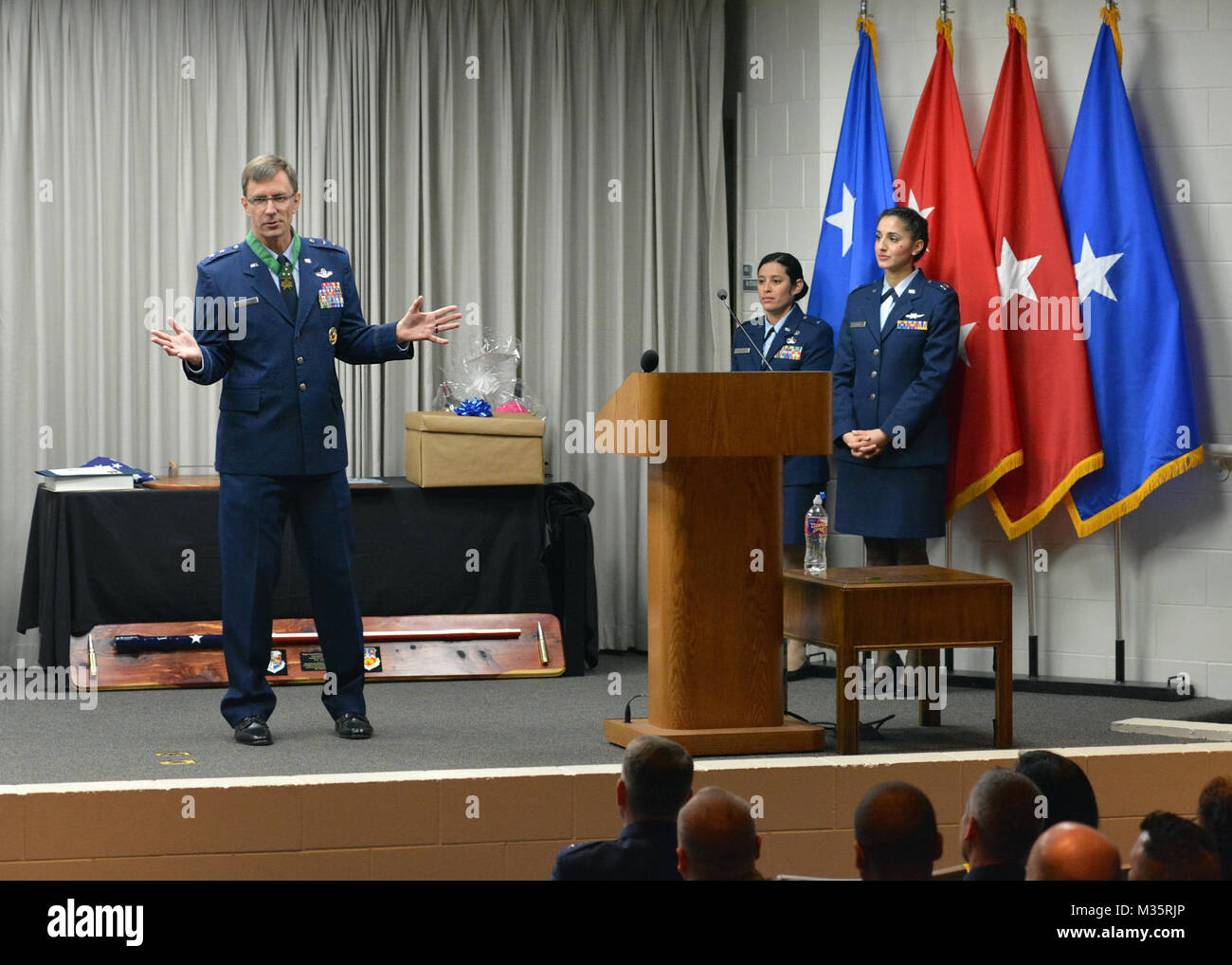 Maj. Gen. Kenneth W. Wisian discusses his career during a ceremony ...