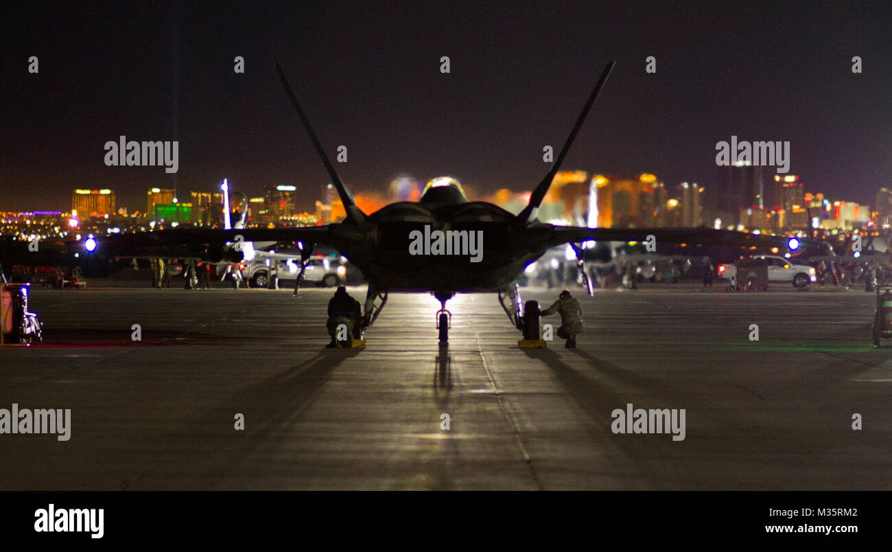 A Tyndall F-22 Raptor is ready to taxi and take off during Red Flag 16 ...