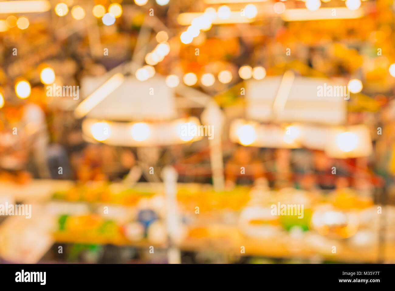 blur food festival carnival night market light for background Stock ...