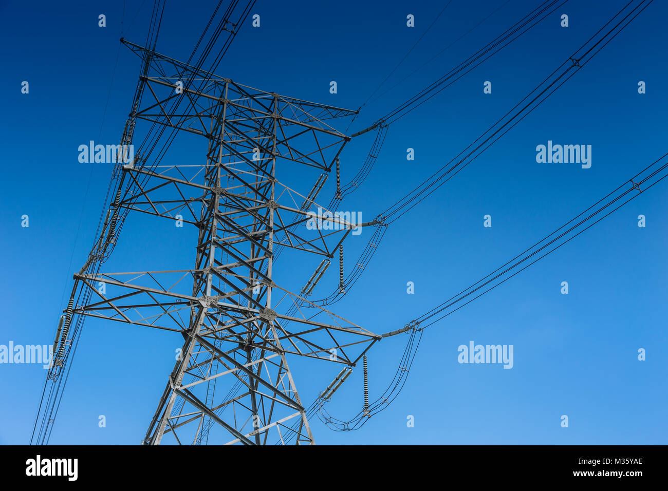 High voltage electricity tower power line 500 kV in Thailand Stock ...