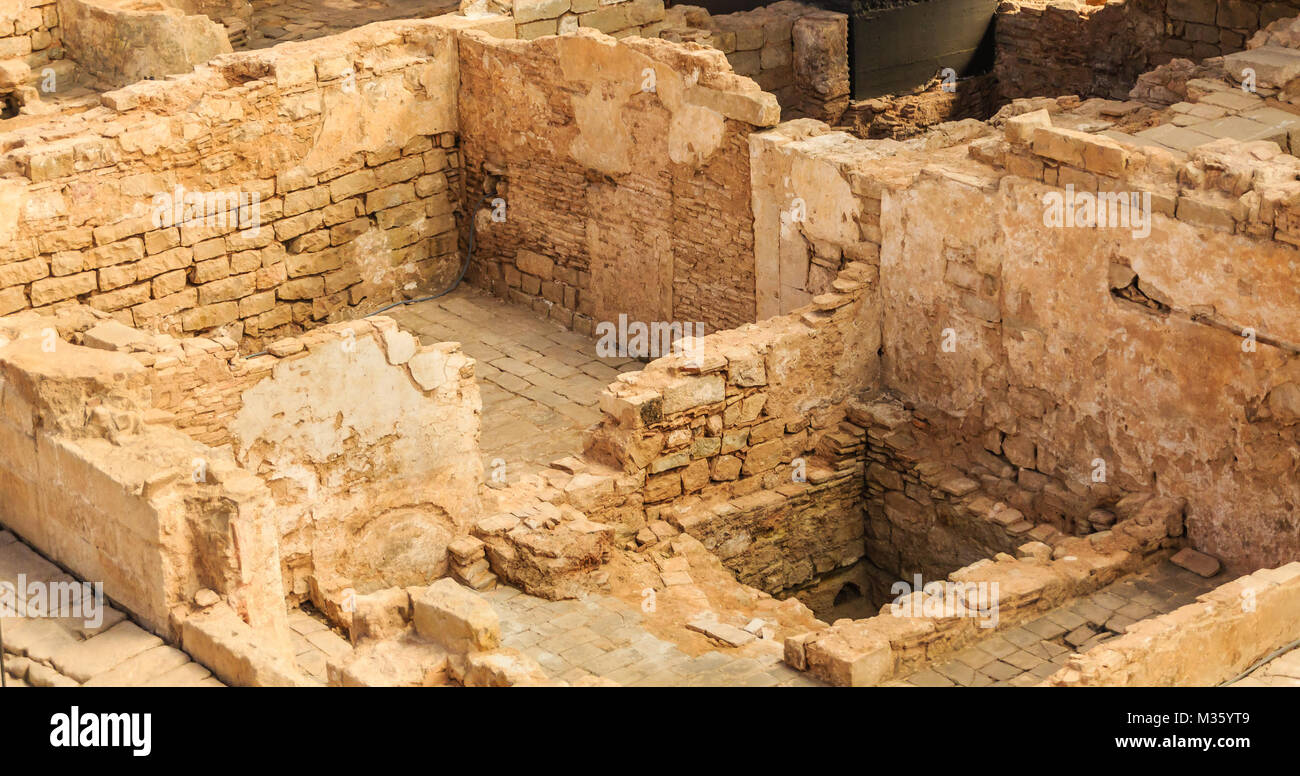Old Stone Walls in an Ancient Dig in Barcelona Spain Stock Photo - Alamy