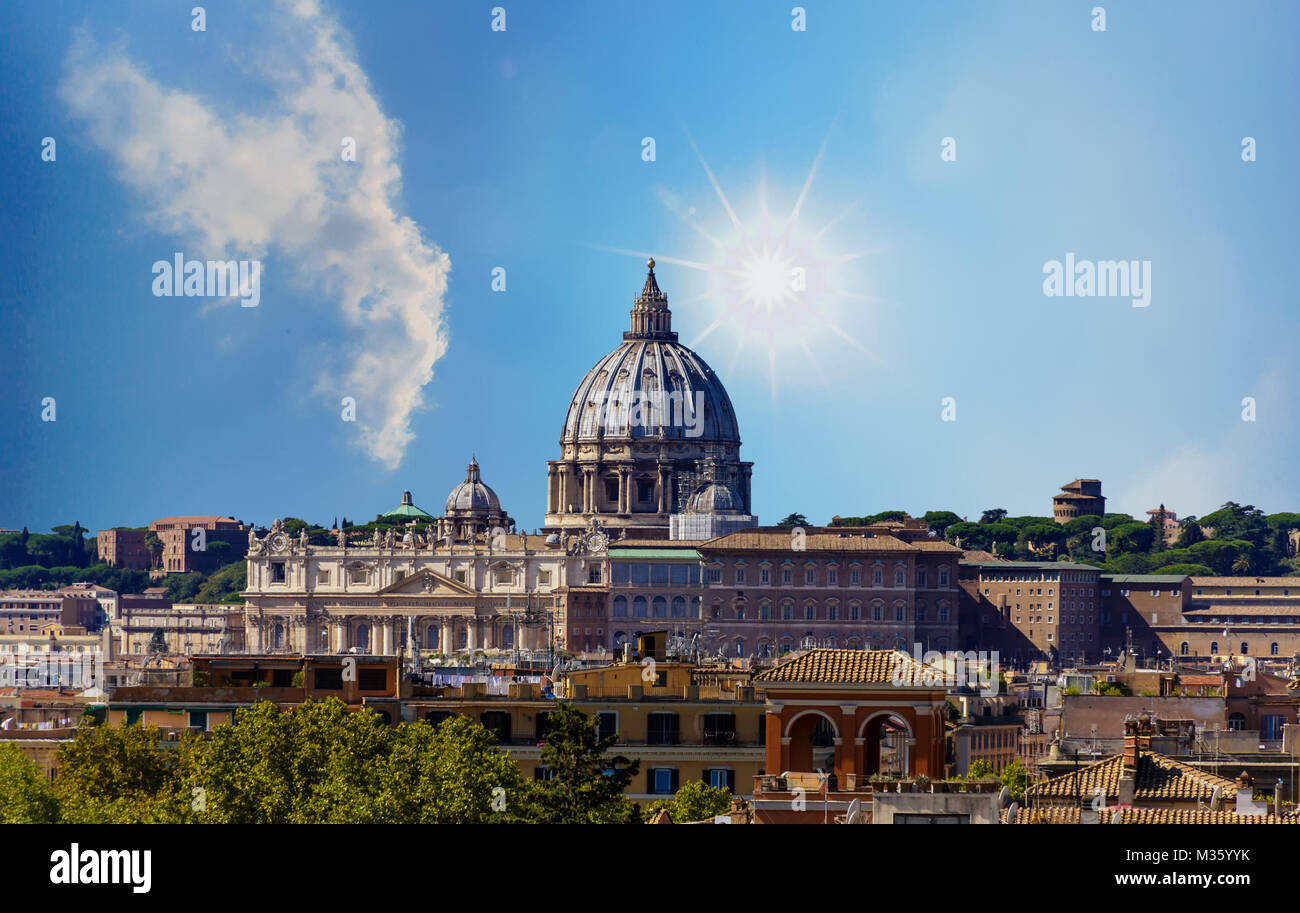 Saint Peters and Vatican City with Sun Stock Photo - Alamy