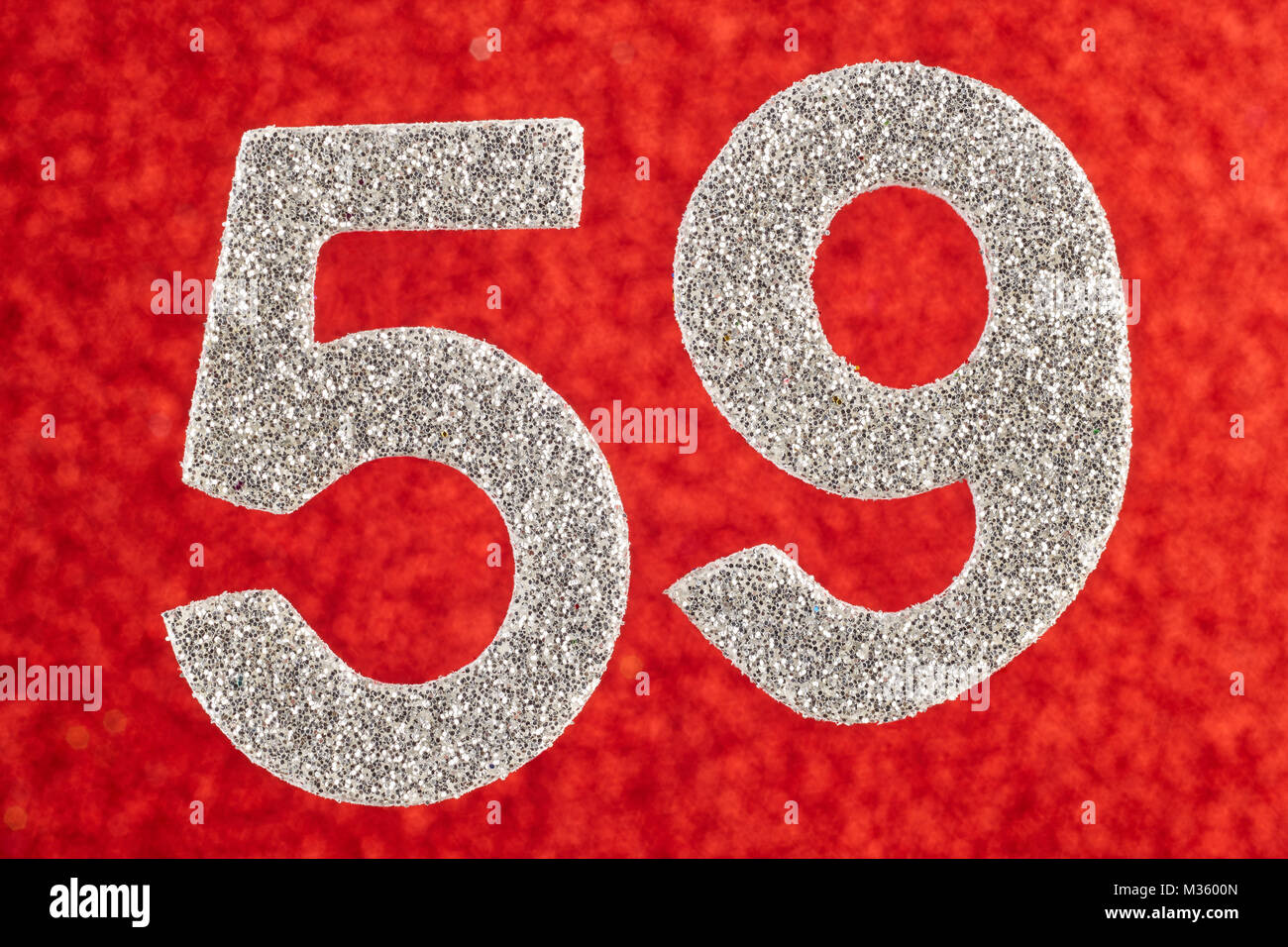 Number fifty-nine silver color over a red background. Anniversary ...