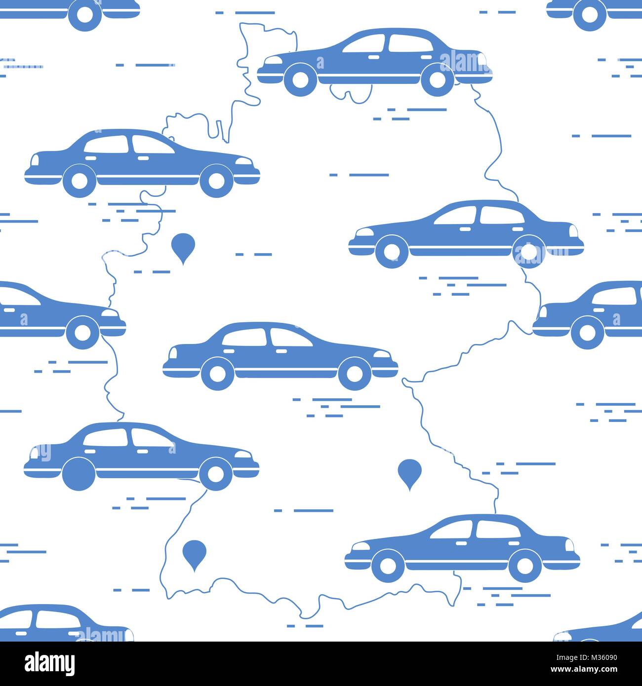 Pattern with cars and map of Germany. Travel and leisure. Design for ...