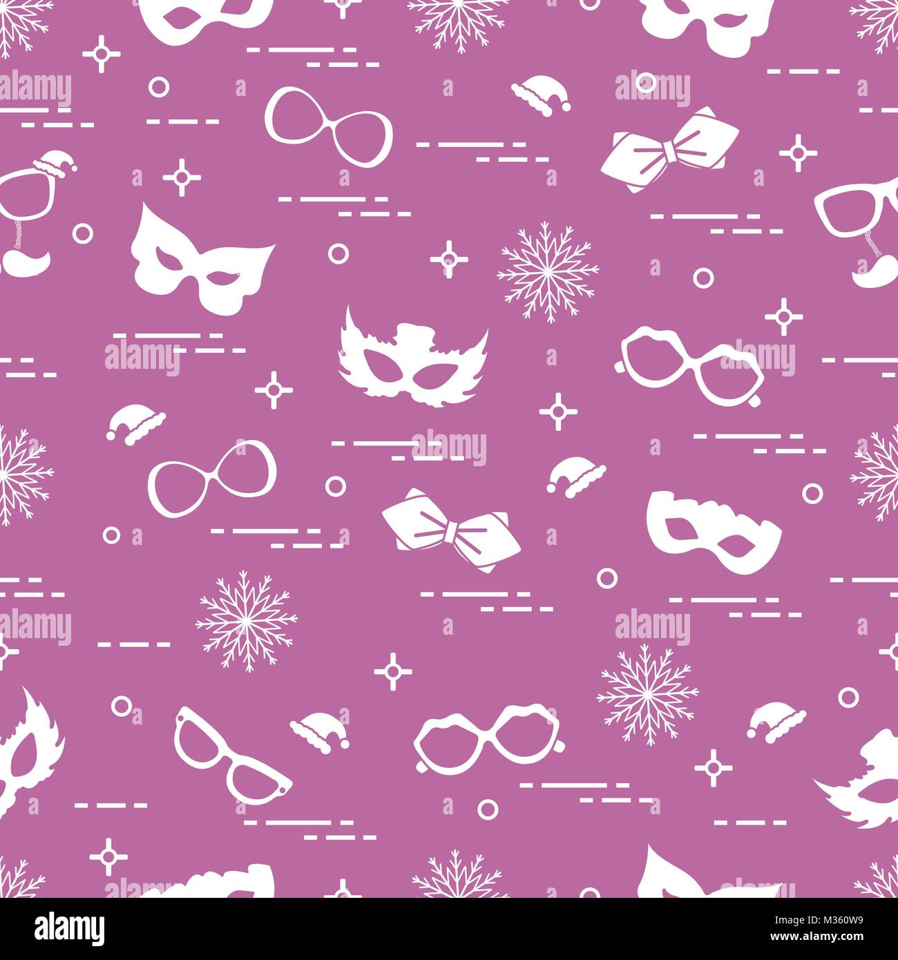 Seamless pattern of different carnival decorations: masks, christmas ...