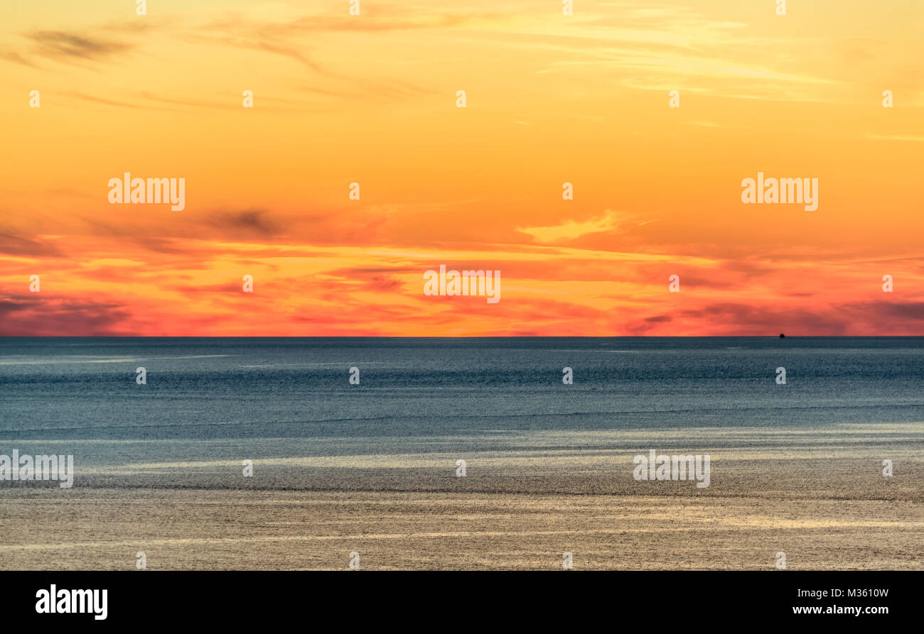 Stylized abstract landscape seascape sunset long exposure with clouds ...