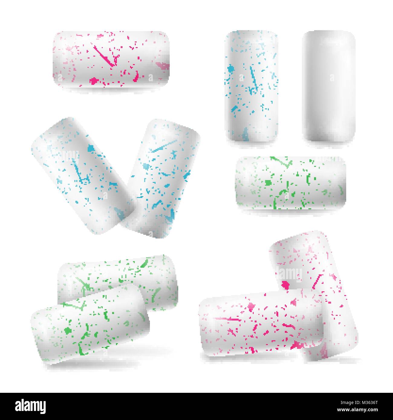 Chewing Gums Vector. 3D Realistic Chewing Gum. Red, Green, Blue ...