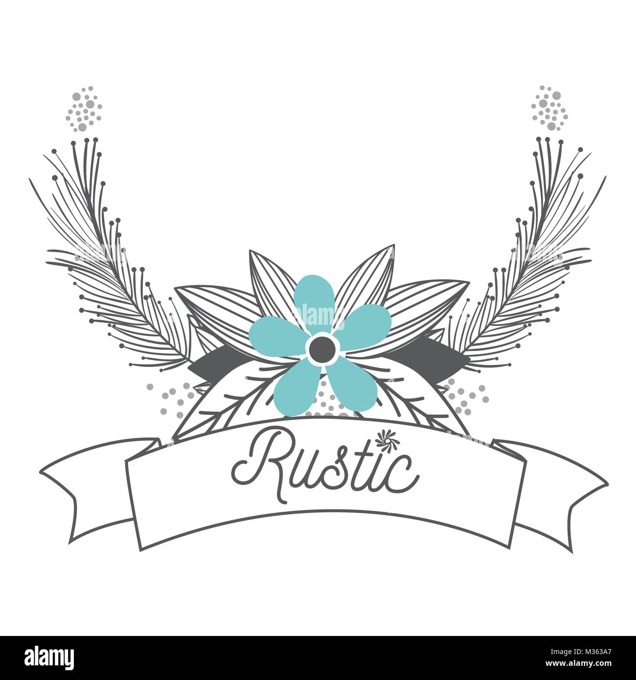 Rustic flowers with wreath hand drawn Stock Vector Image & Art - Alamy