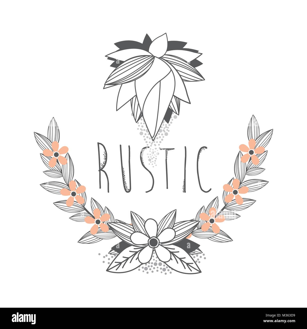 Rustic ribbon banner with flowers hand drawn Stock Vector Image & Art ...
