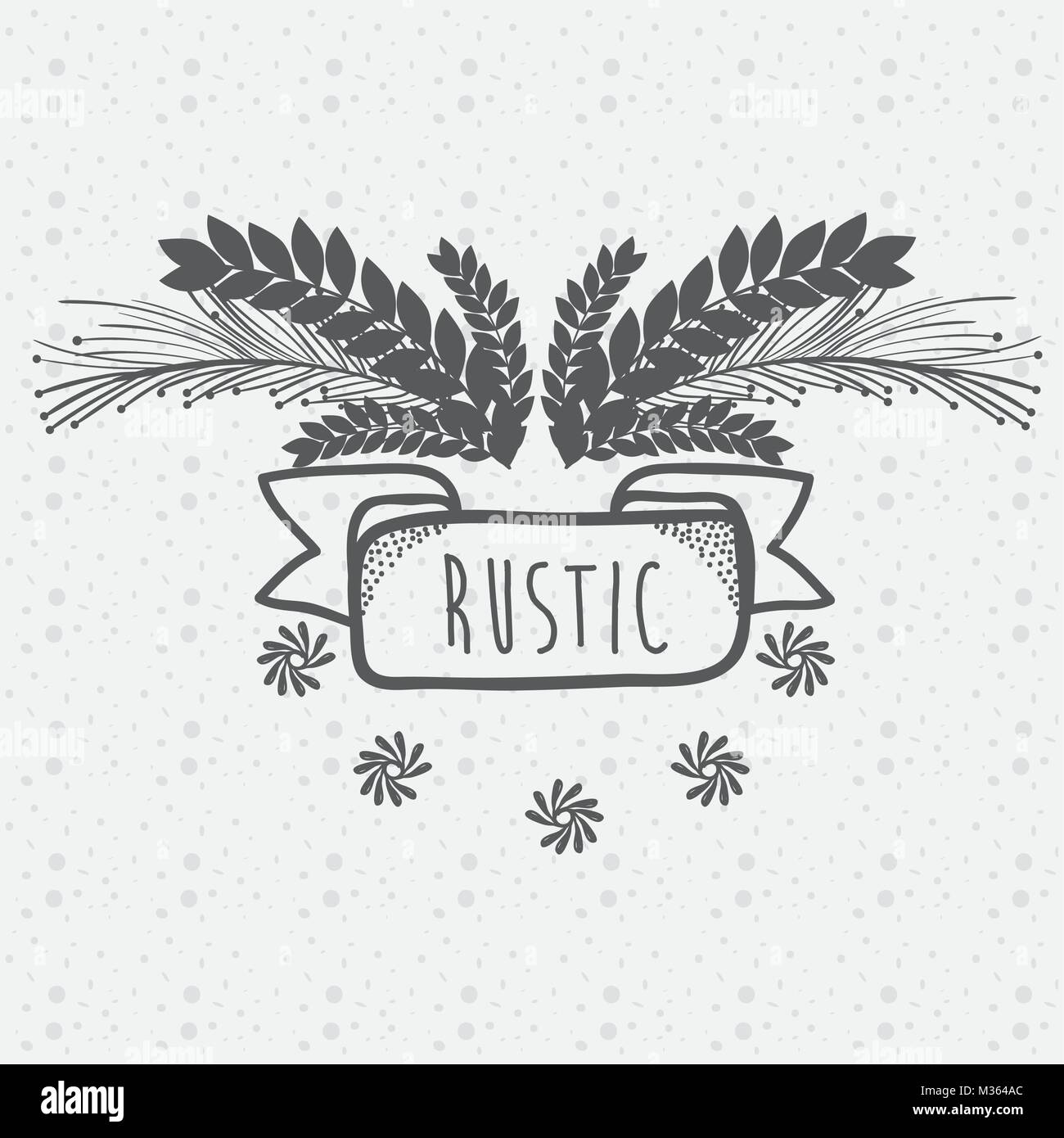 Rustic ribbon banner with flowers hand drawn Stock Vector Image & Art ...