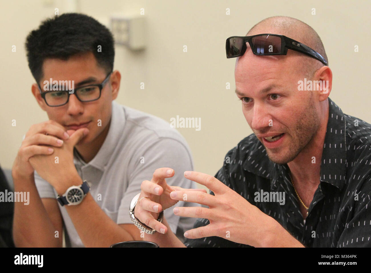 150825-N-HW977-084 NORCO, Calif. (Aug. 25, 2015) Thomas Schopper, right ...