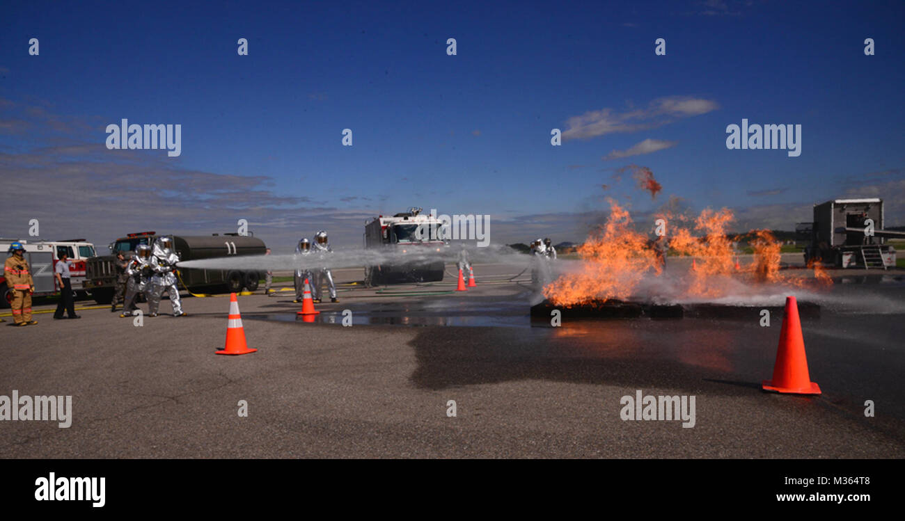 US and RoK Firefighters Practice Fire-Sweeping Techniques at Osan Air ...