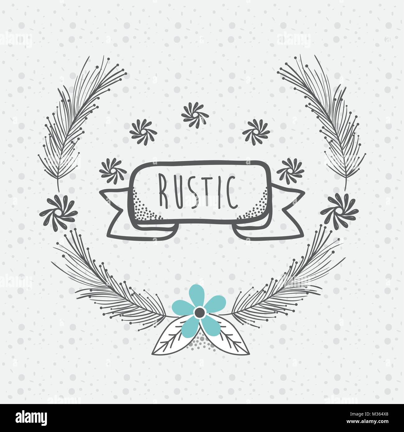Rustic ribbon banner with flowers hand drawn Stock Vector Image & Art ...