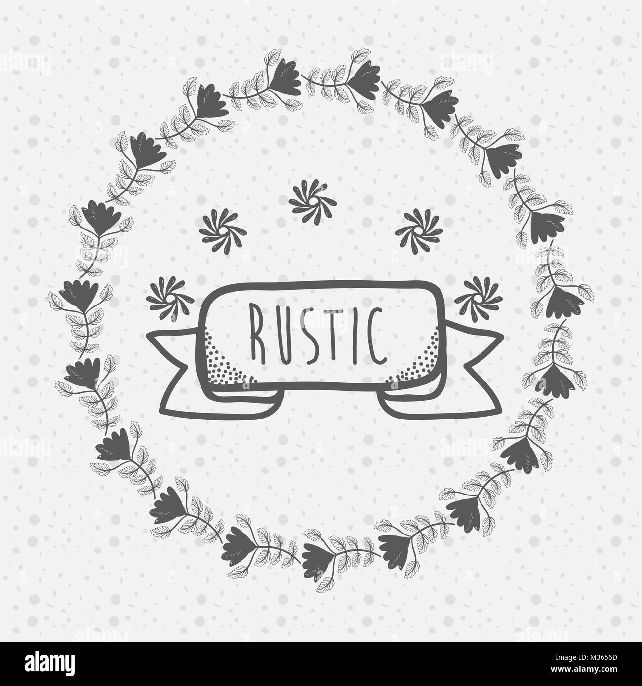 Rustic ribbon banner with flowers hand drawn Stock Vector Image & Art ...