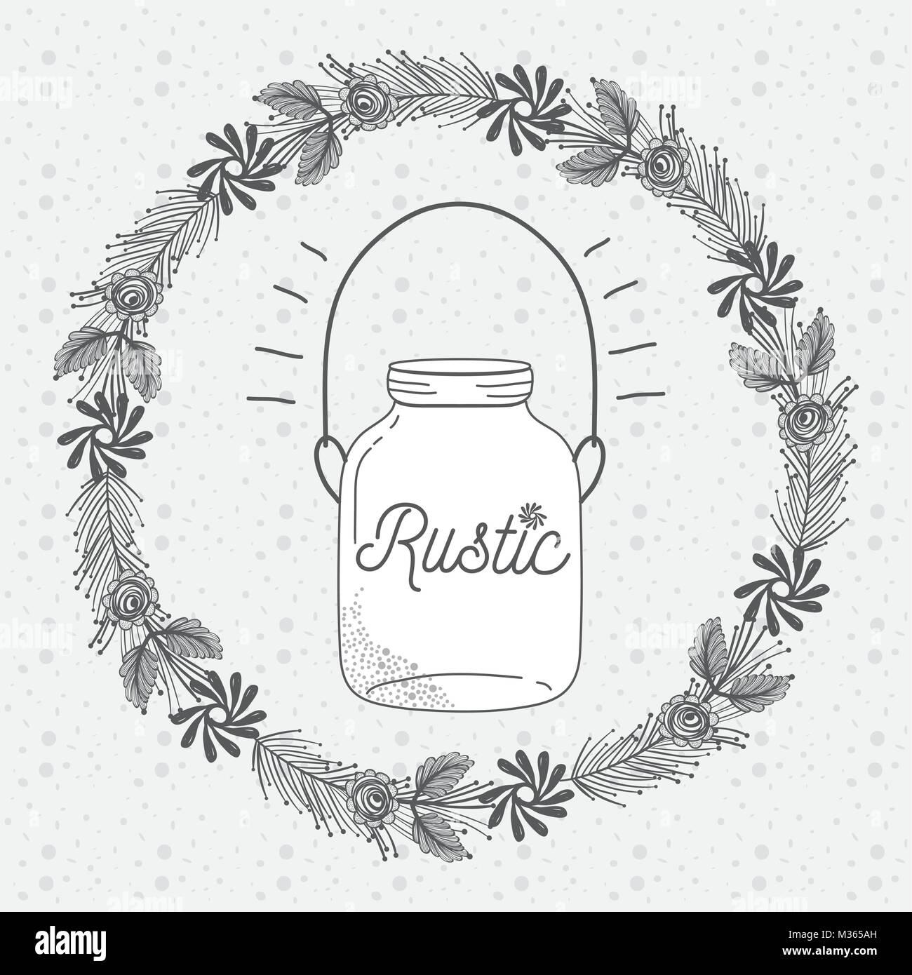 Rustic glass jar with leaves hand drawn Stock Vector Image & Art - Alamy