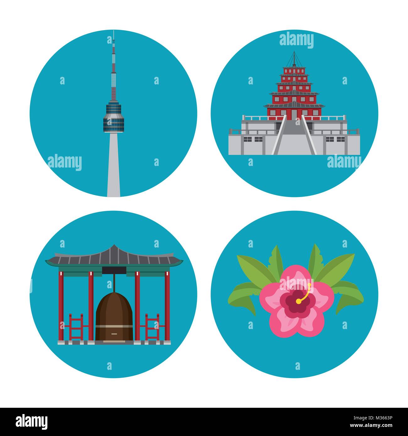 South korea round icons Stock Vector Image & Art - Alamy