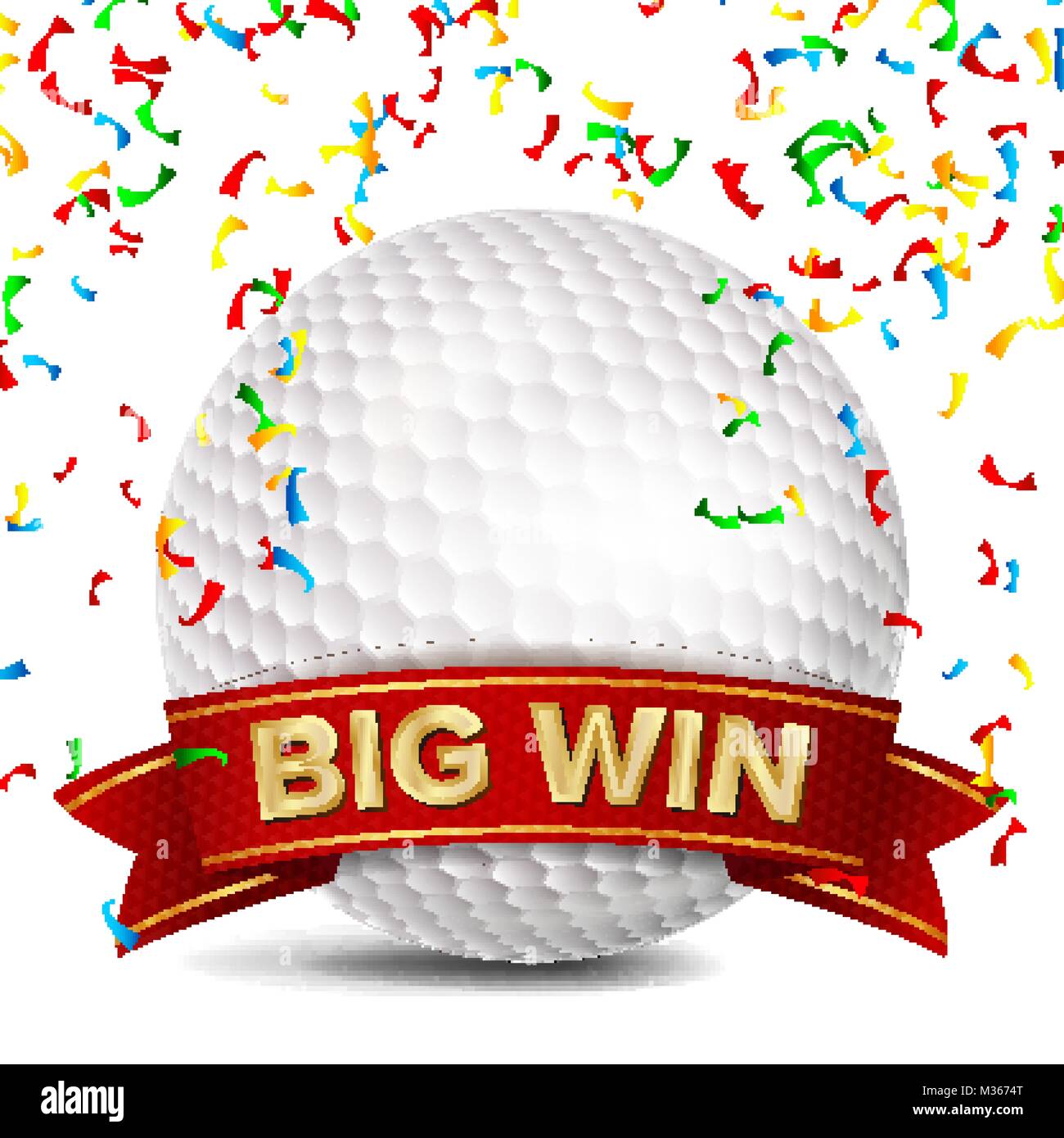 Golf Award Vector. Red Ribbon. Big Sport Game Win Banner Background ...