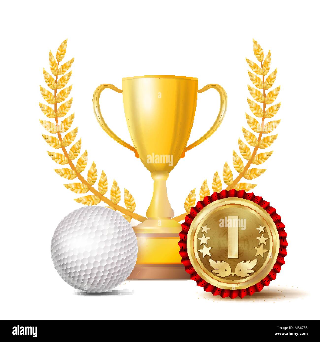 Golf Achievement Award Vector. Sport Banner Background. White Ball ...