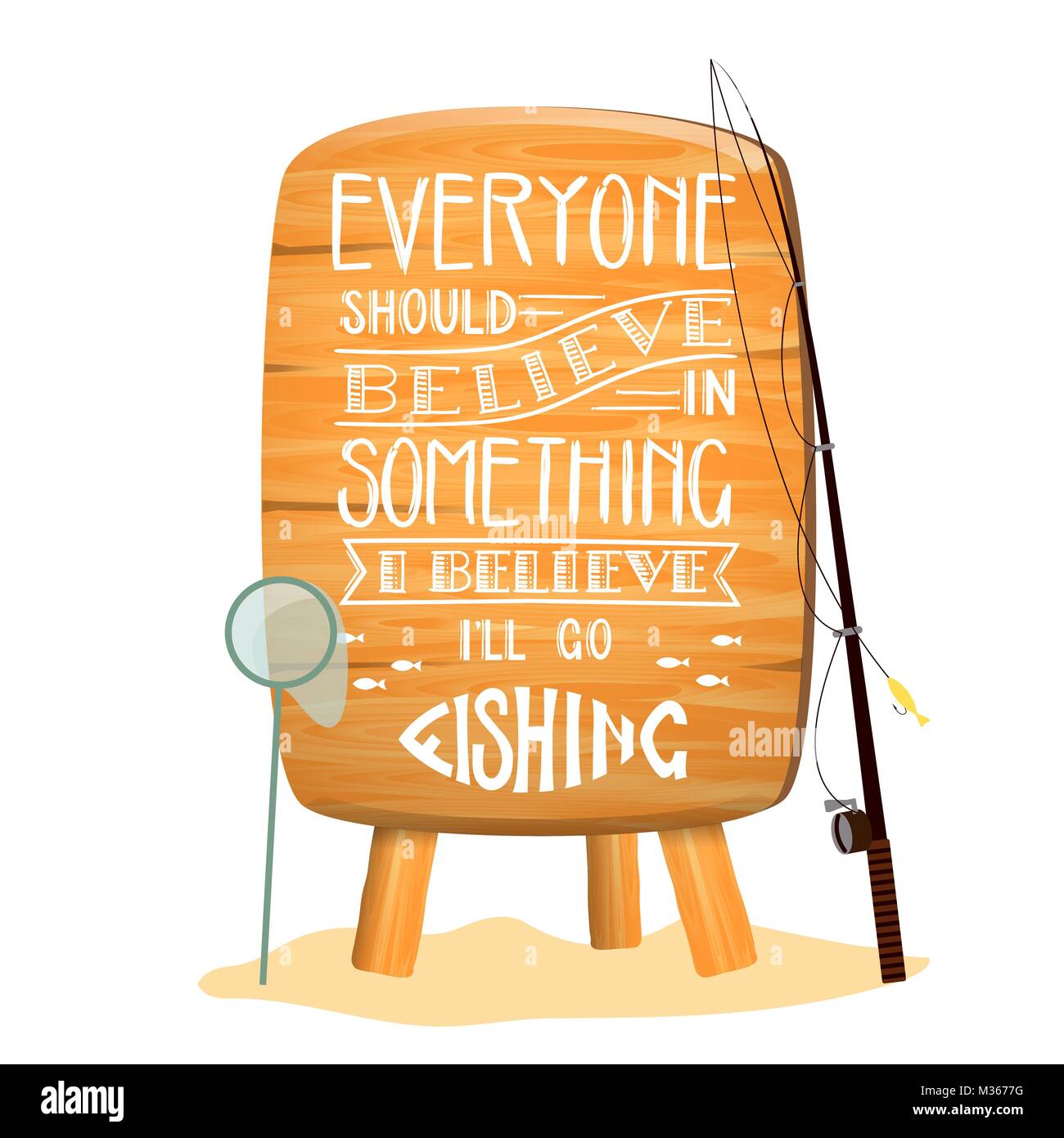 Wooden board with inscription about fishing . Vector Stock Vector Image ...