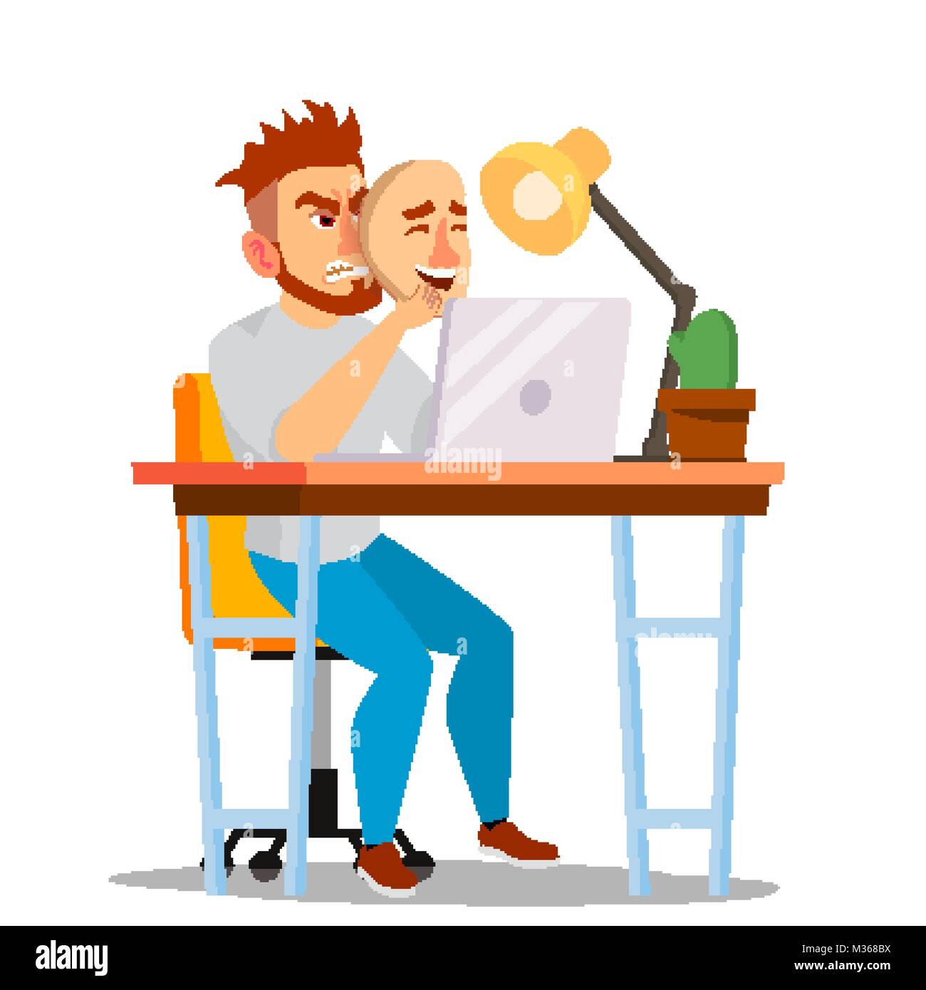 Fake Person Vector. Bad, Tired Man. Deceive Concept. Businessman Wear ...