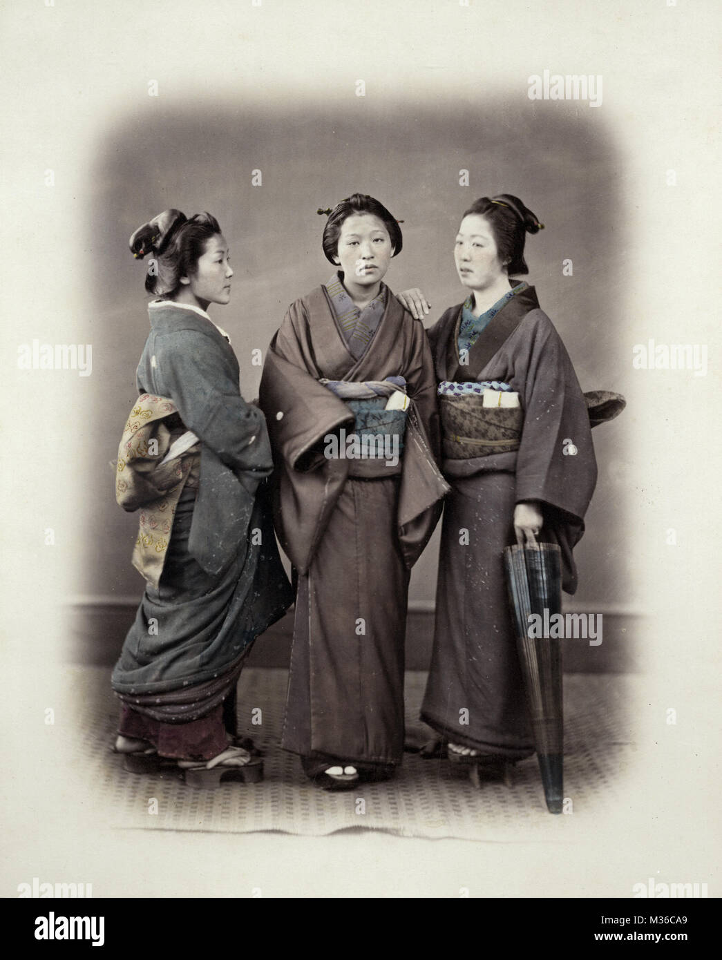 1860's Japan - portrait of three young women 'The Three Graces' Stock ...