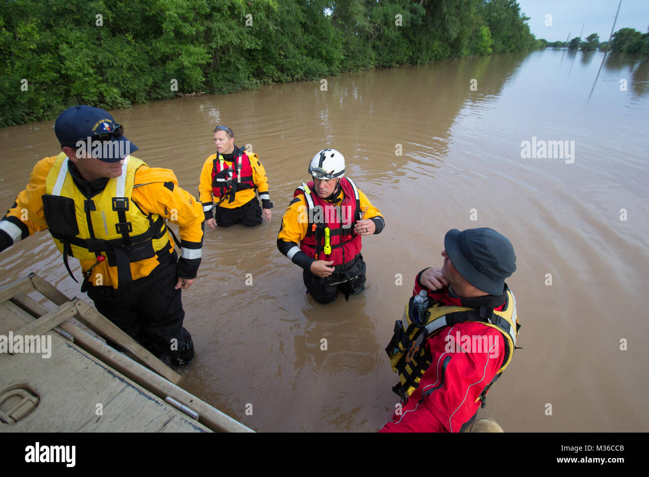 Texas Task Force 1 Urban Search and Rescue members witing on boat crew ...