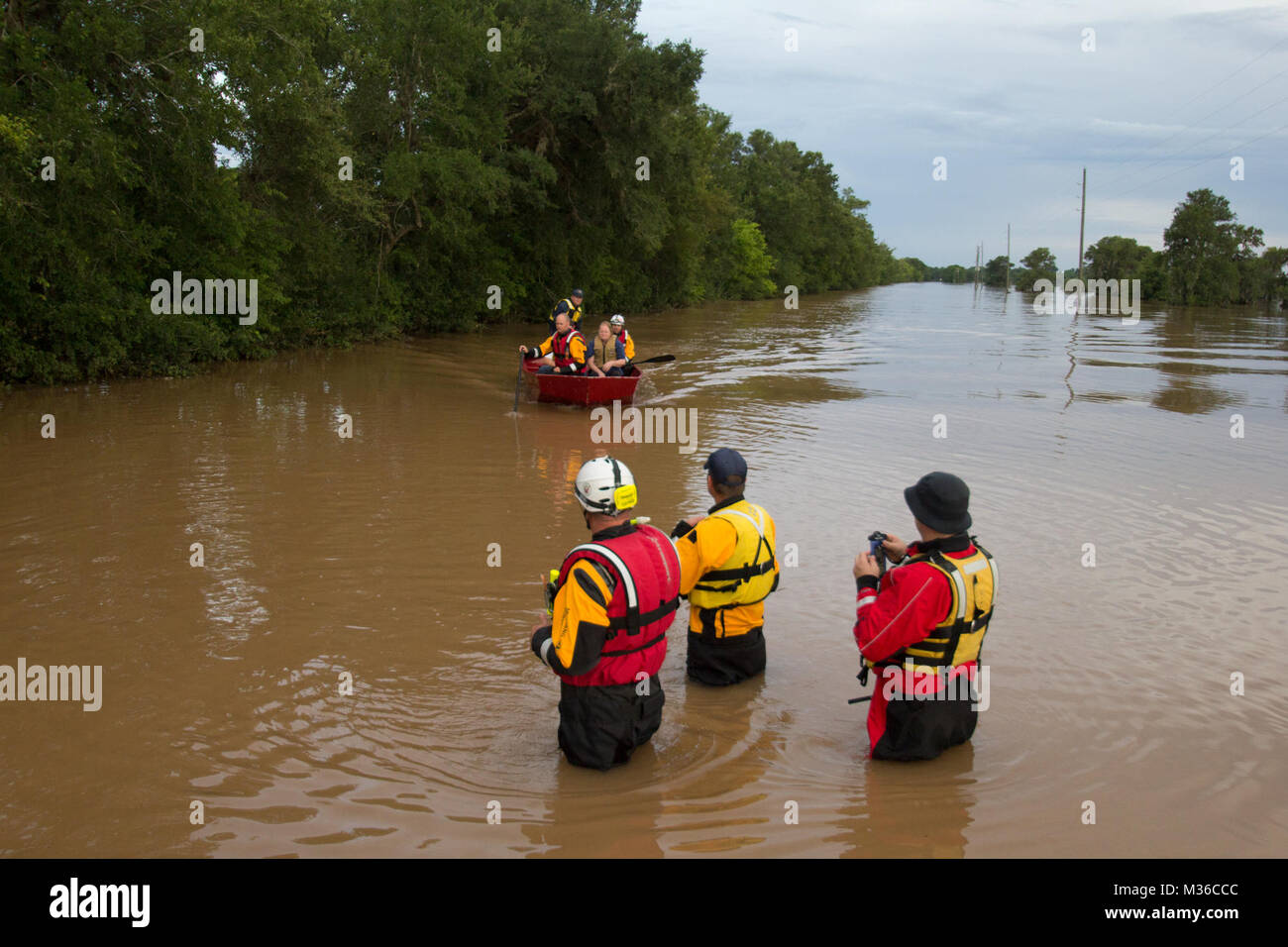 Texas Task Force 1 Urban Search and Rescue members witing on boat crew ...