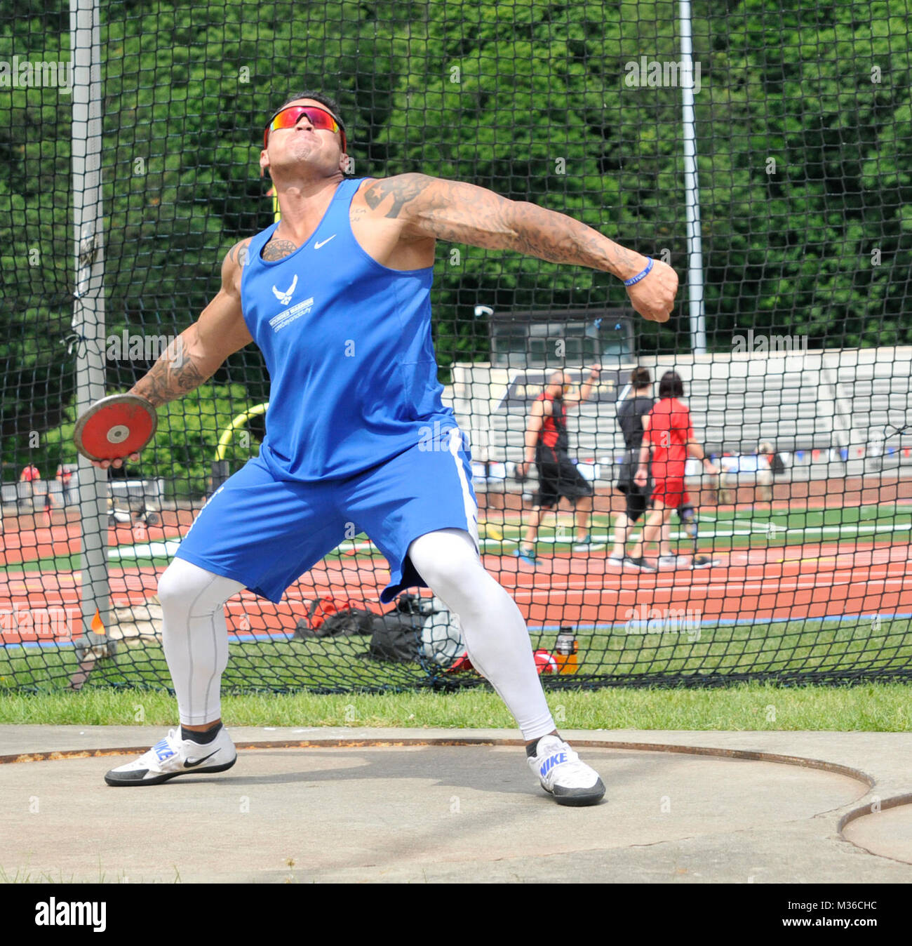 Air Force Veteran Tech Sgt. Chris Ferrell takes a practice discus throw ...