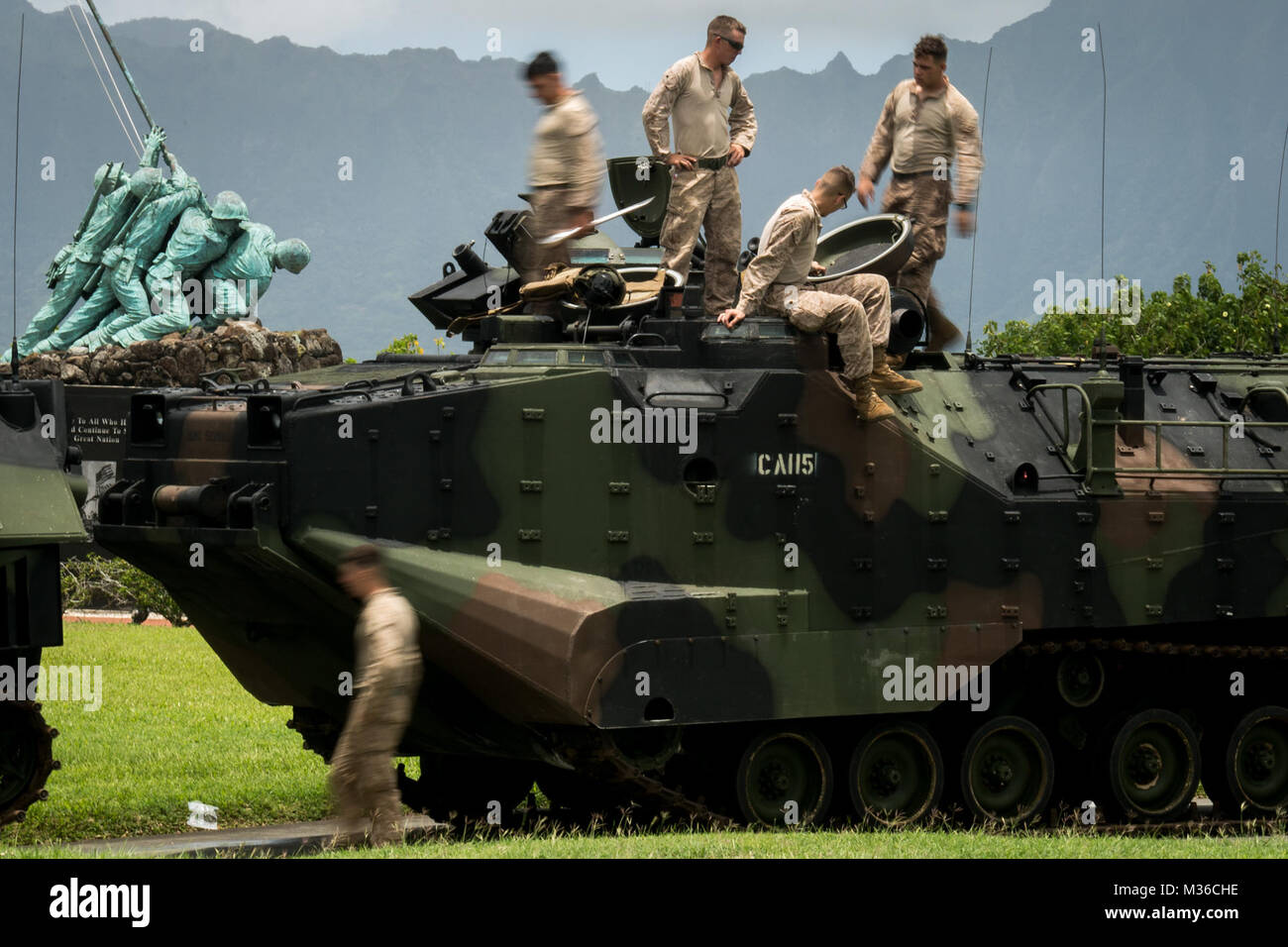 Marines with Combat Assault Company, 3rd Marine Regiment, inspect their ...