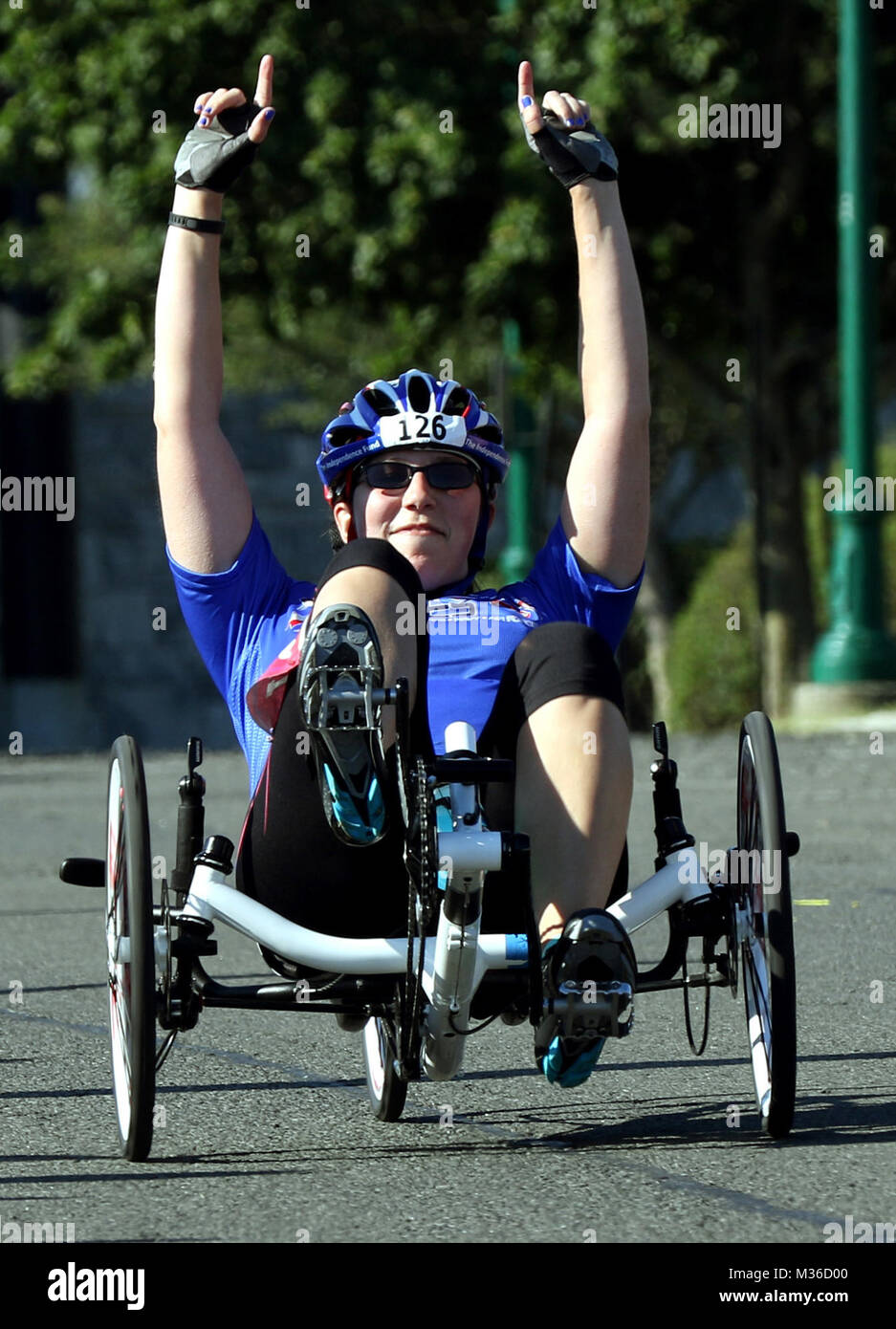 U.S. Air Force Veteran Amanda Frey, a Destin, Fla., native, celebrates ...