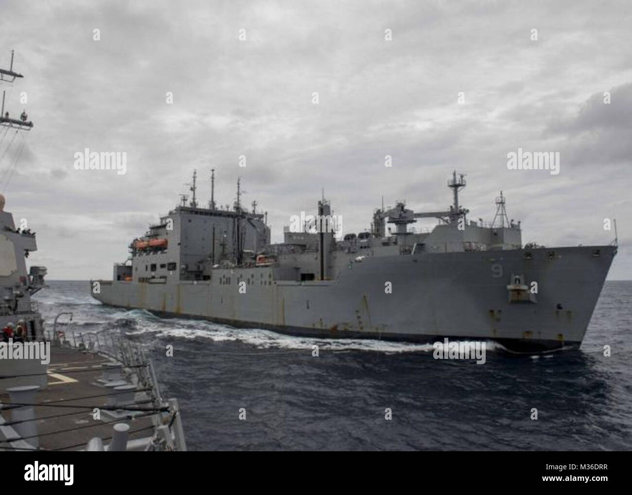 USNS Matthew Perry preps for replenishment at sea with USS Spruance by ...