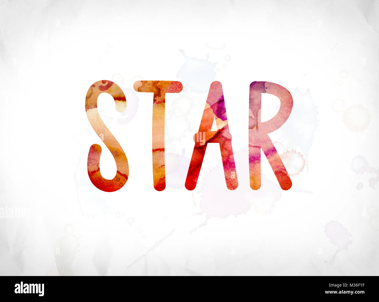 The word Star concept and theme painted in colorful watercolors on a ...