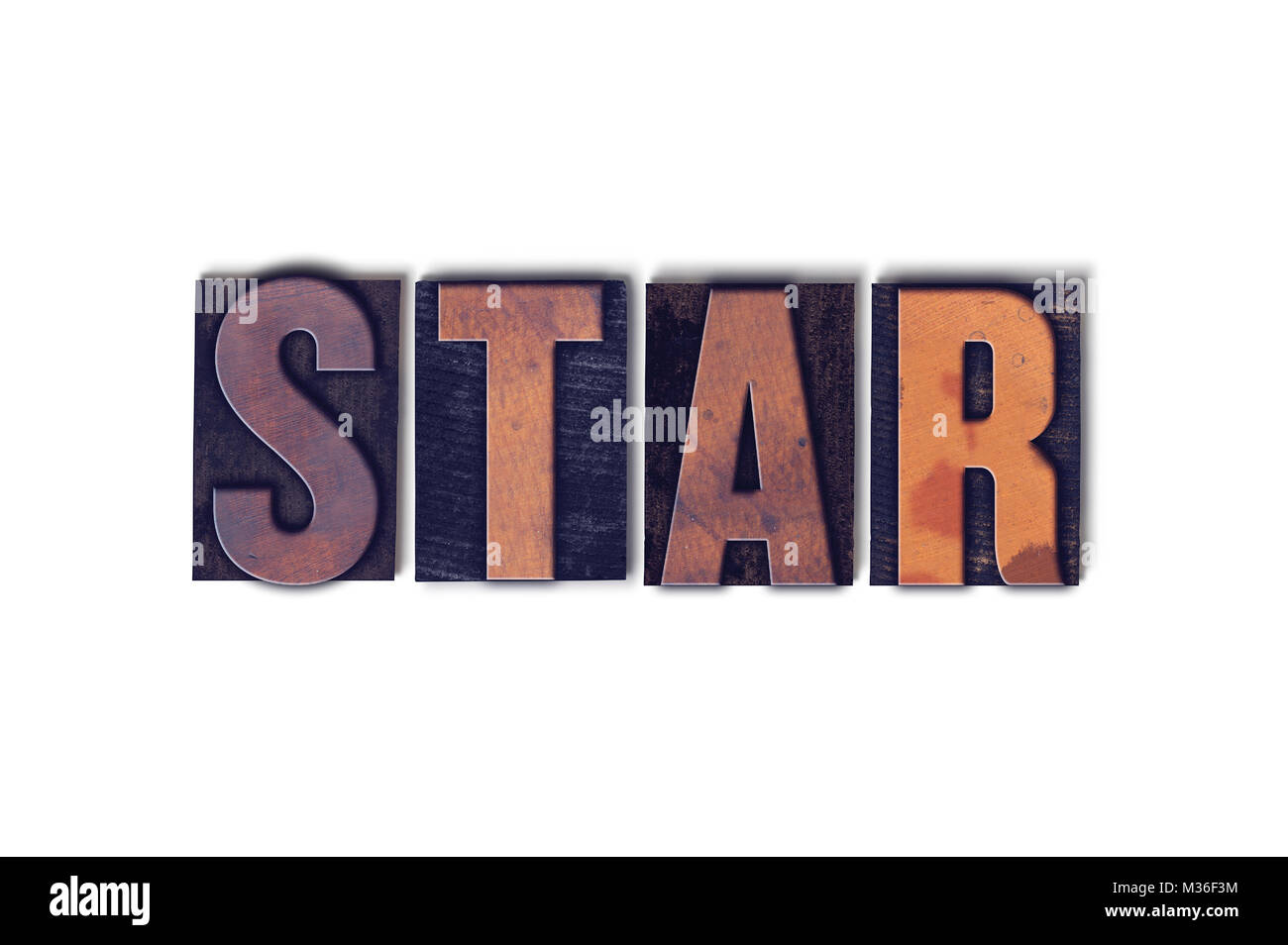 The word Star concept and theme written in vintage wooden letterpress ...
