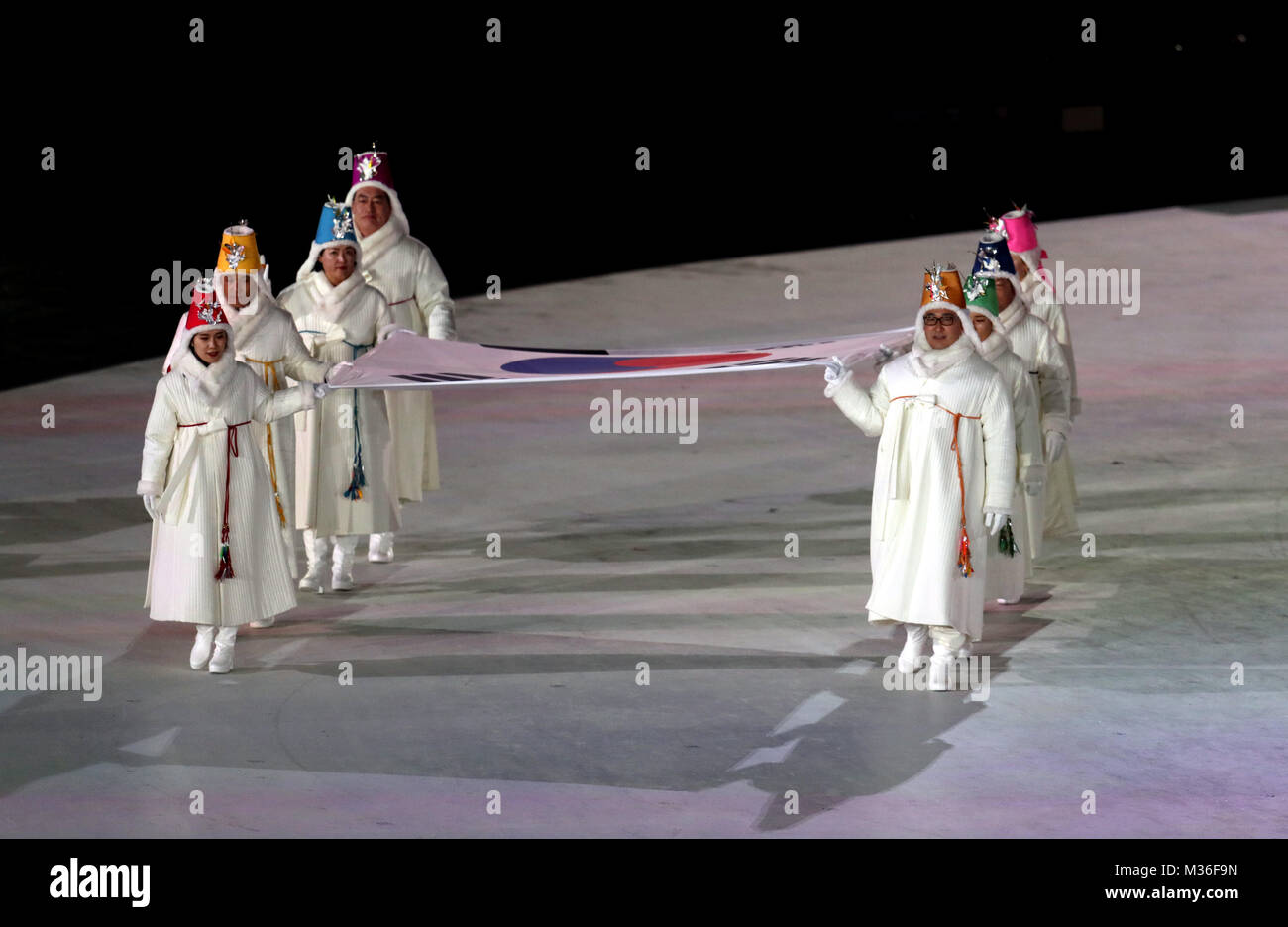 Performers during the Opening Ceremony of the PyeongChang 2018 Winter ...