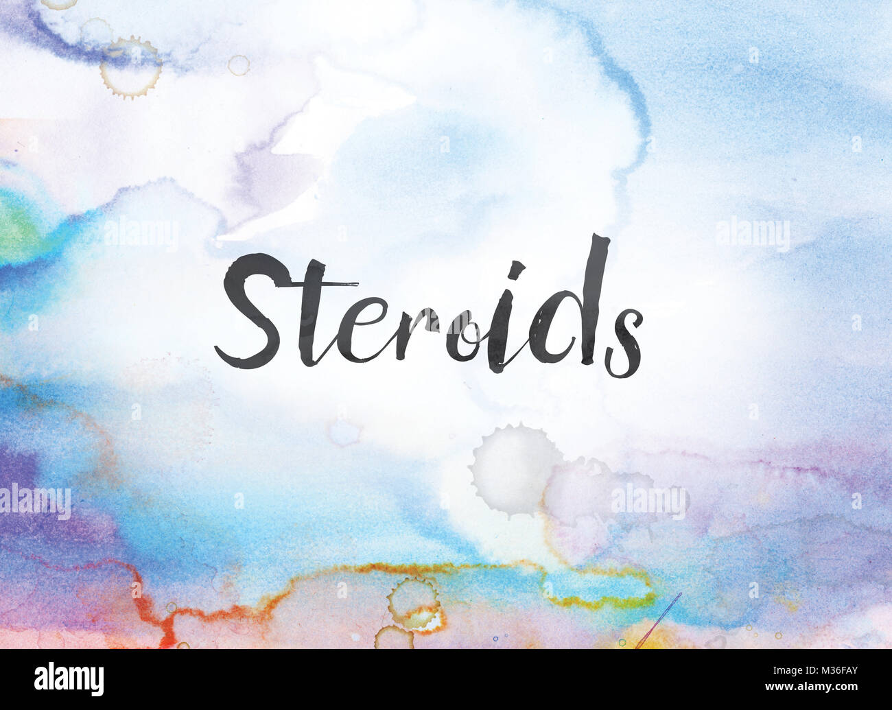 The word Steroids concept and theme written in black ink on a colorful ...