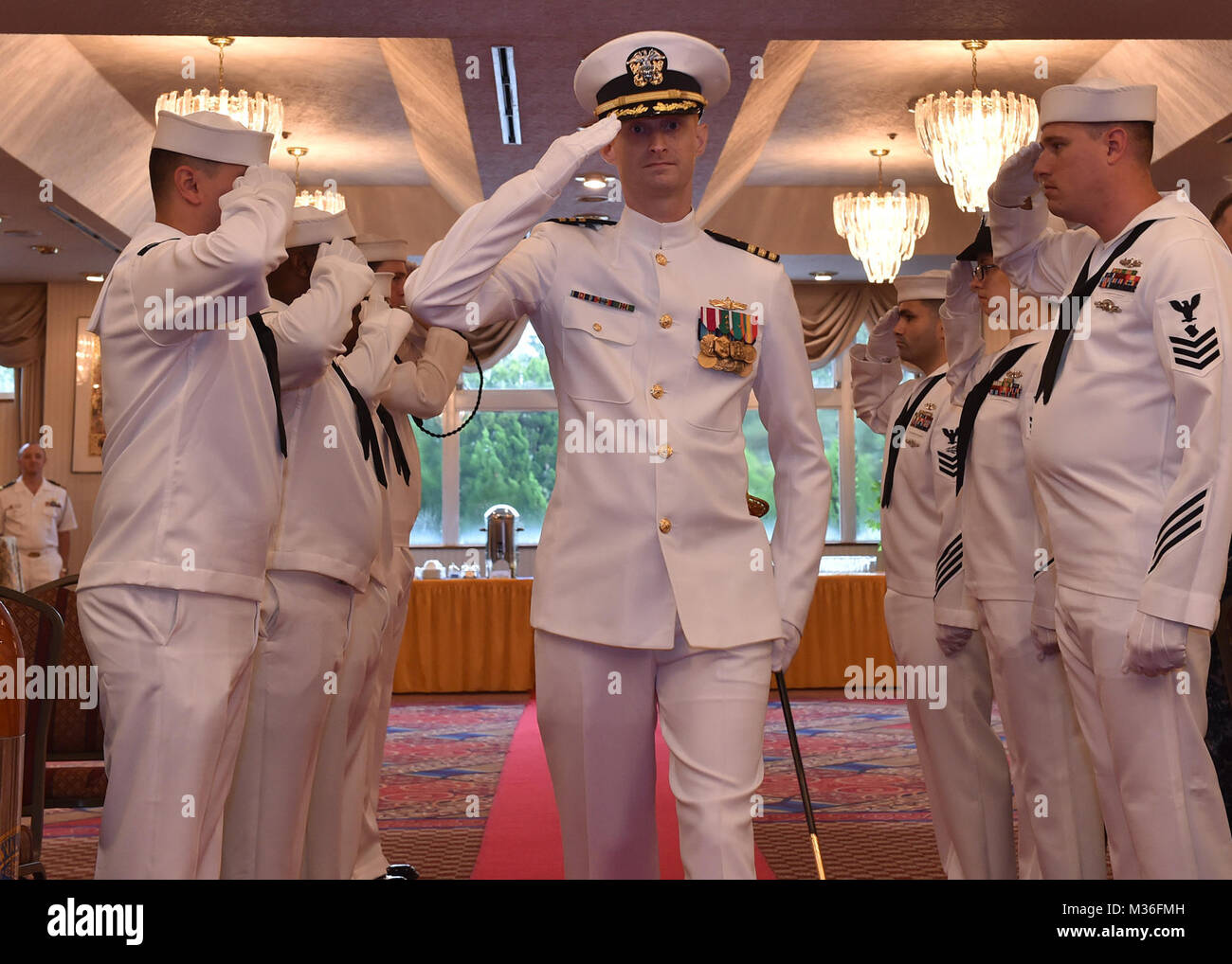 160919-N-FN963-022 YOKOSUKA, Japan (Sept. 19, 2016) Sideboys render ...