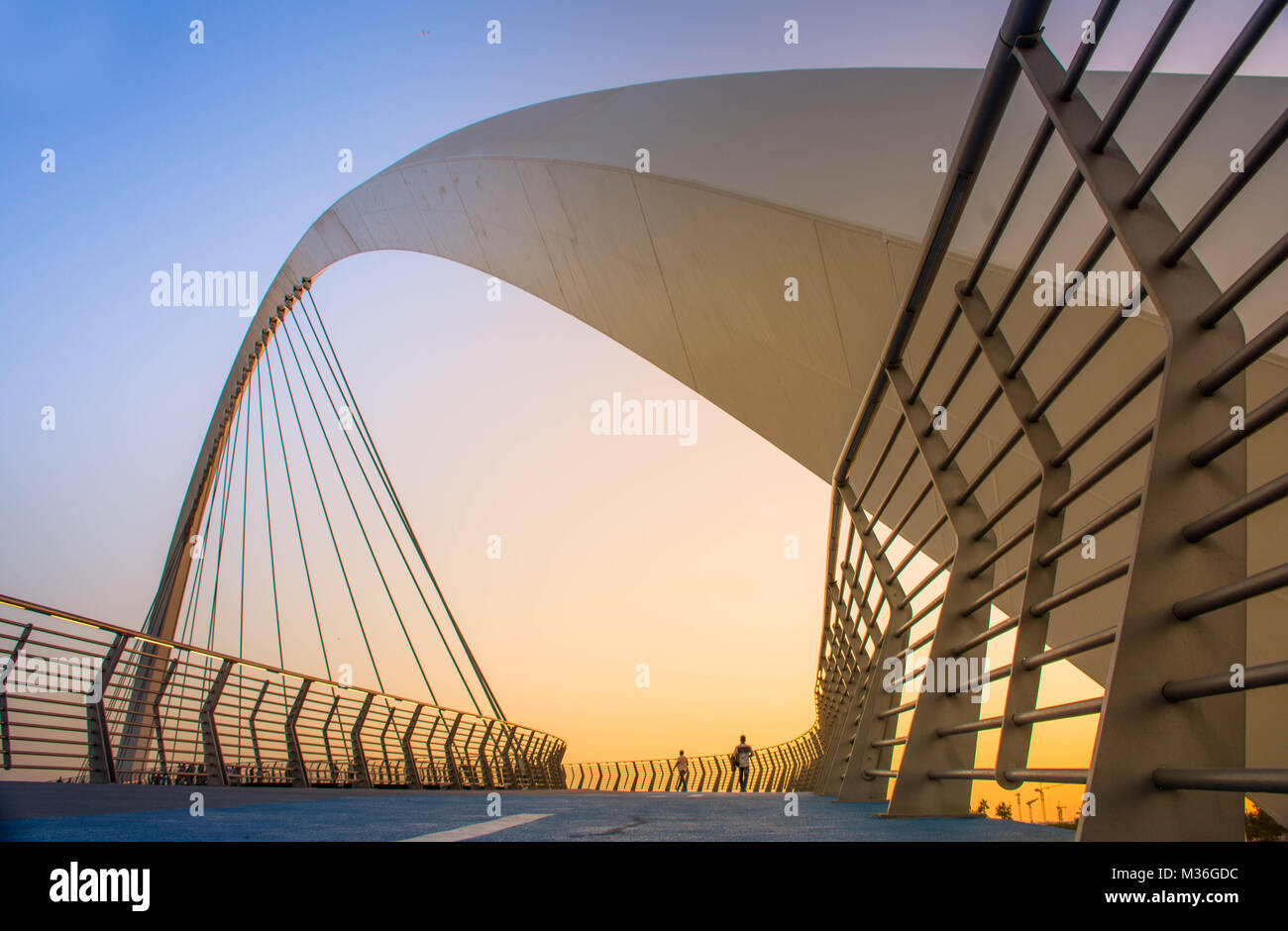 Evening shot of Dubai Water Canal Bridge New Attraction of Dubai City ...