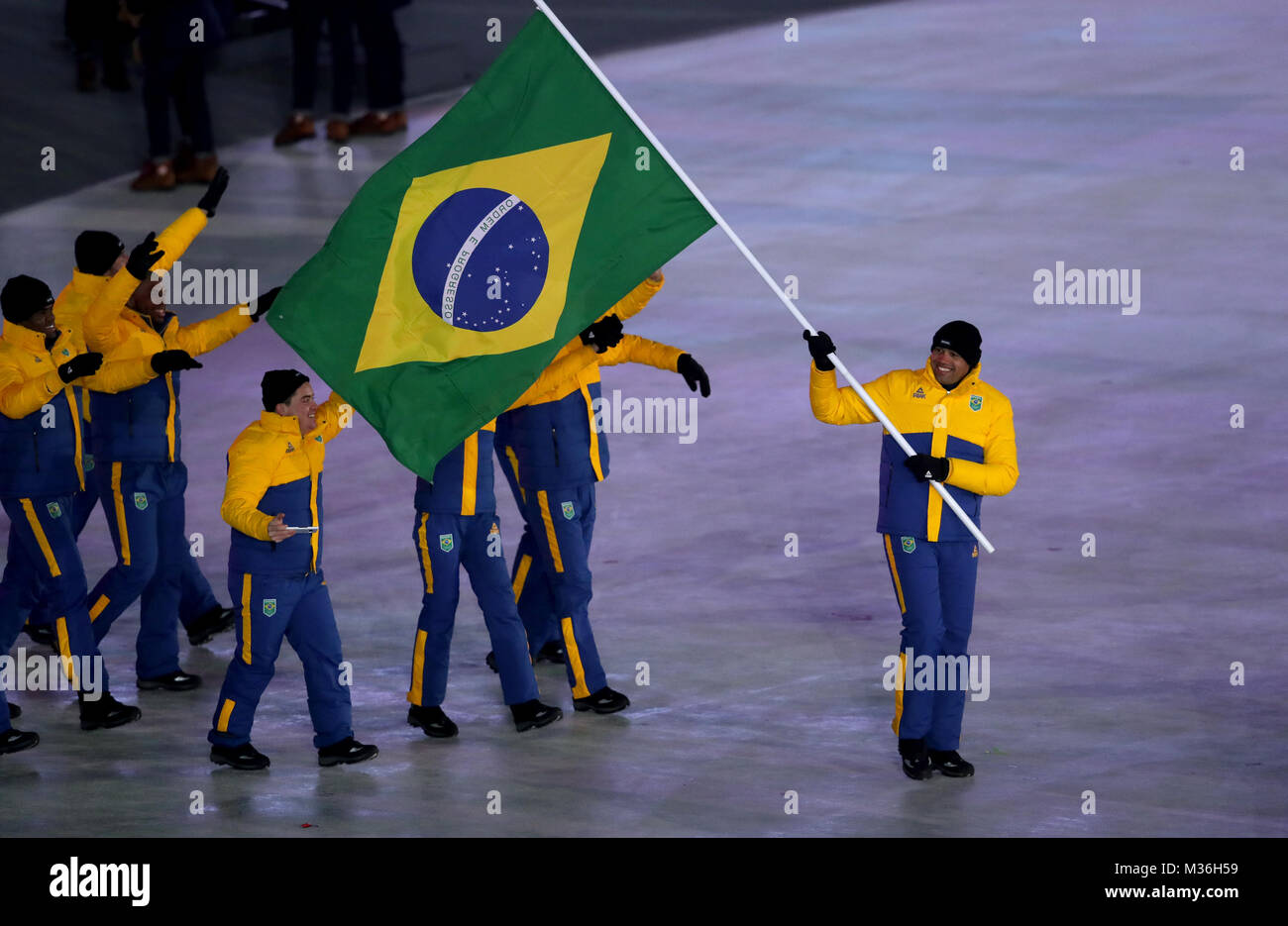 Brazil flag-bearer Edson Bindilanti during the Opening Ceremony of the ...