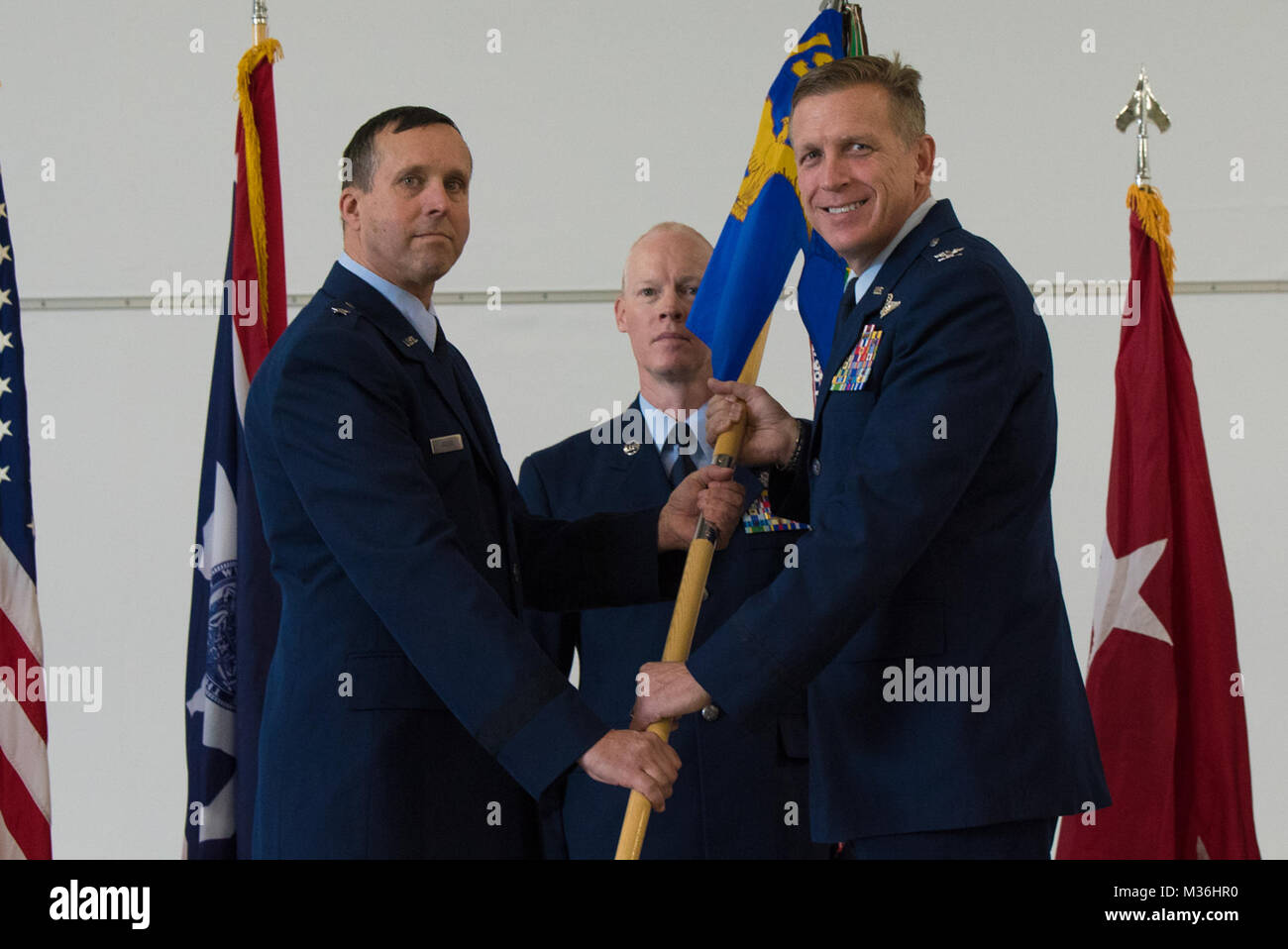U.S. Air Force Brig. Stephen Rader receives the 153rd Airlift Wing ...