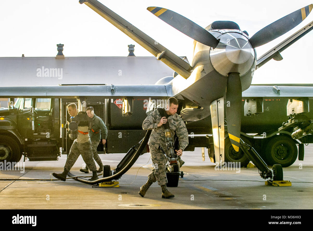Airman 1st Class William Calhoun, an MQ-9 crew chief with the 49th ...