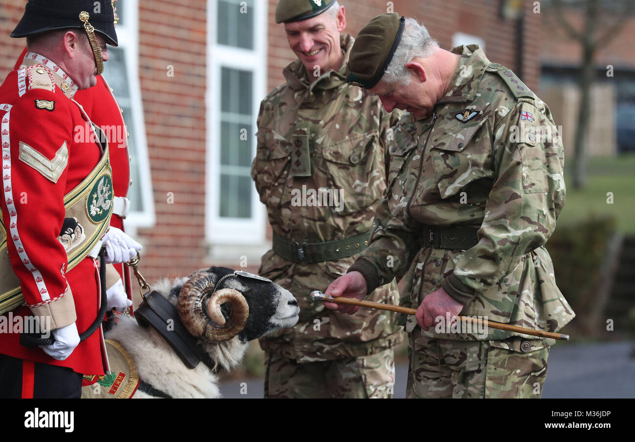The Prince of Wales (right) at Bulford Camp in Salisbury during a visit ...