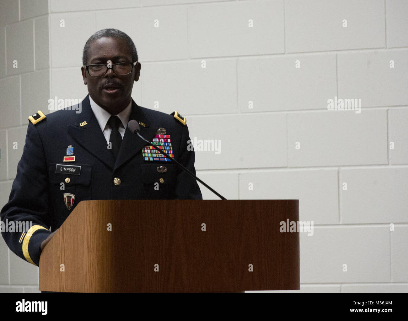 Maj. Gen. Lester Simpson gives a brief speech about Strenk's leadership ...