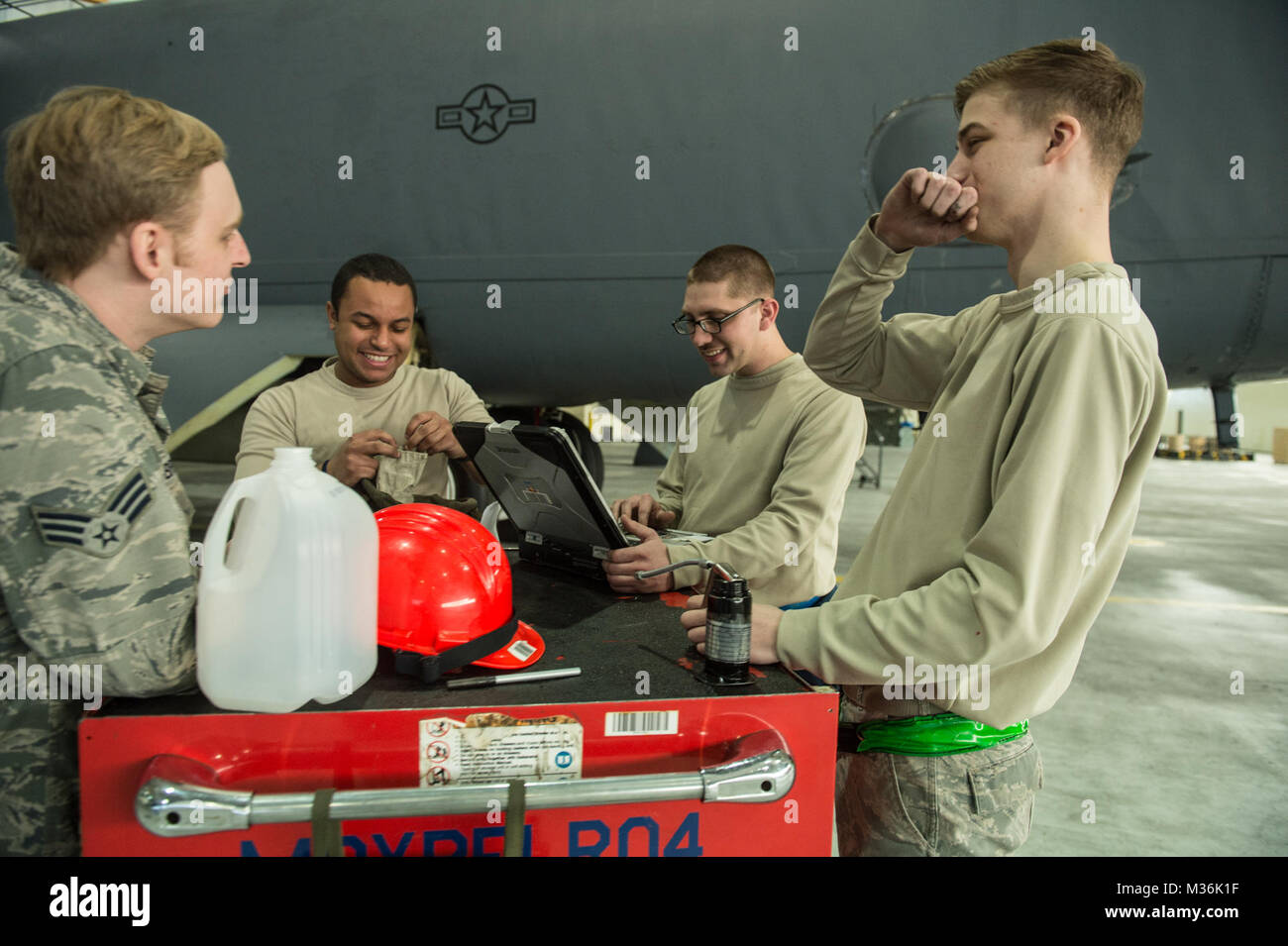 Aircraft maintainers assigned to the 5th Aircraft Maintenance Unit joke ...
