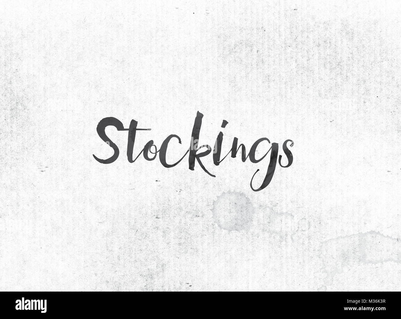 The word Stockings concept and theme painted in black ink on a ...