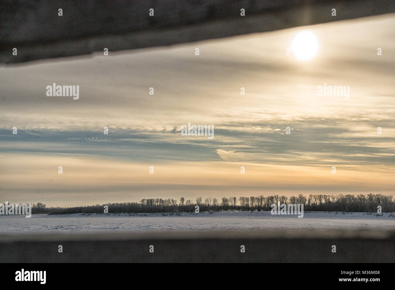 panorama of the snow river Ob city Nizhnevartovsk Russia Siberia Stock ...