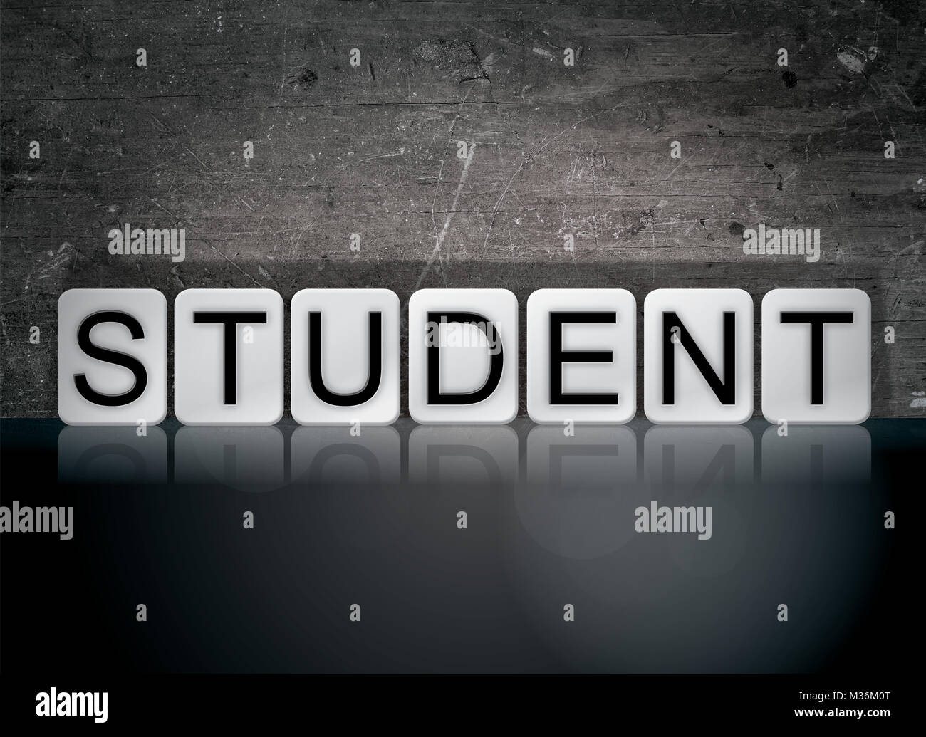 The word Student concept and theme written in white tiles on a dark ...