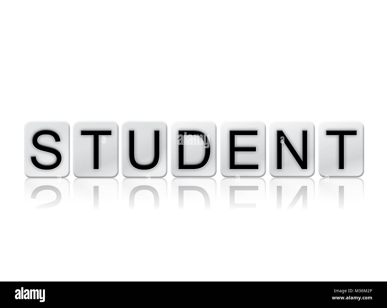 The word Student concept and theme written in white tiles and isolated ...