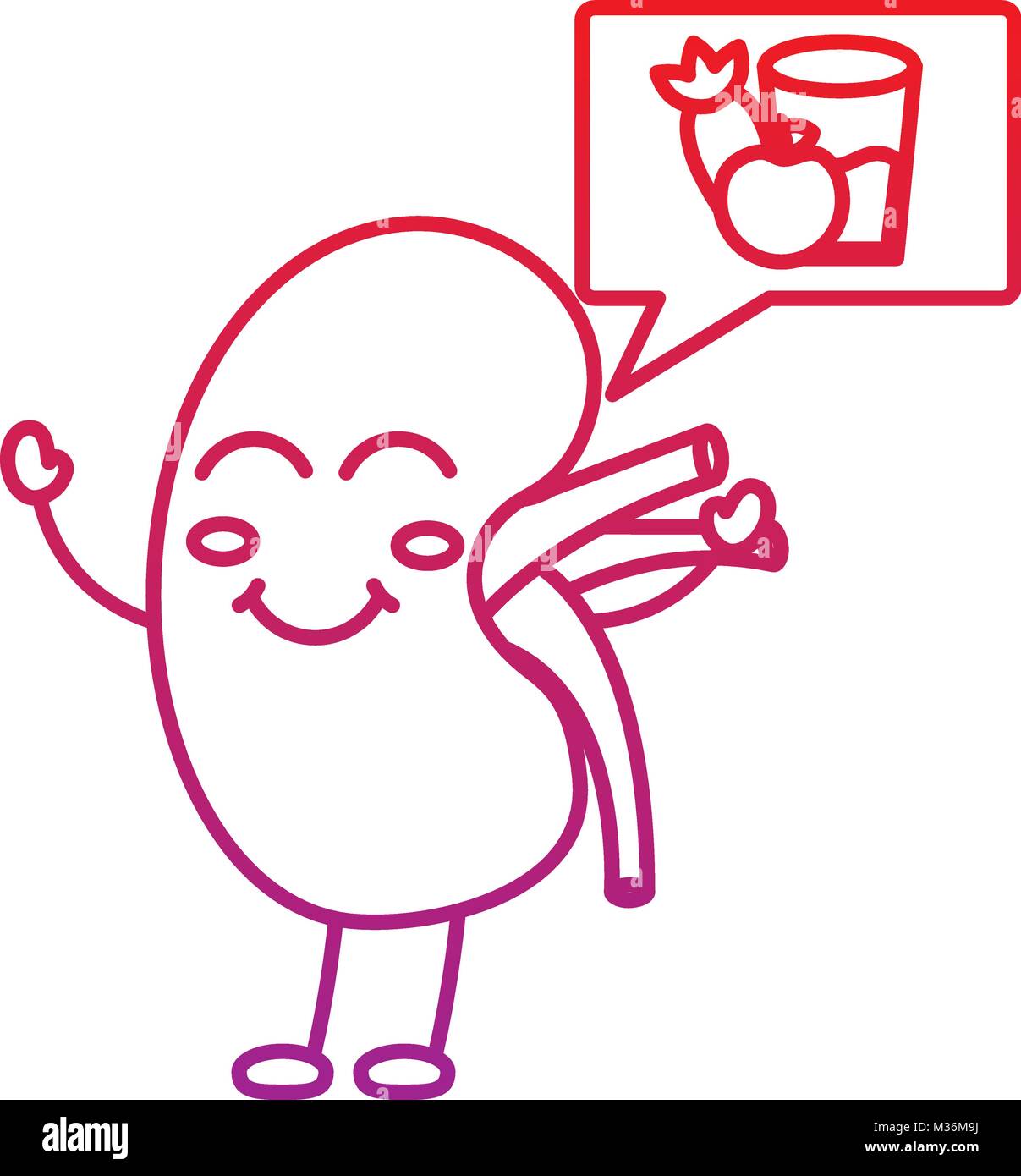 cartoon happy human kidney with speech bubble healthy food Stock Vector ...