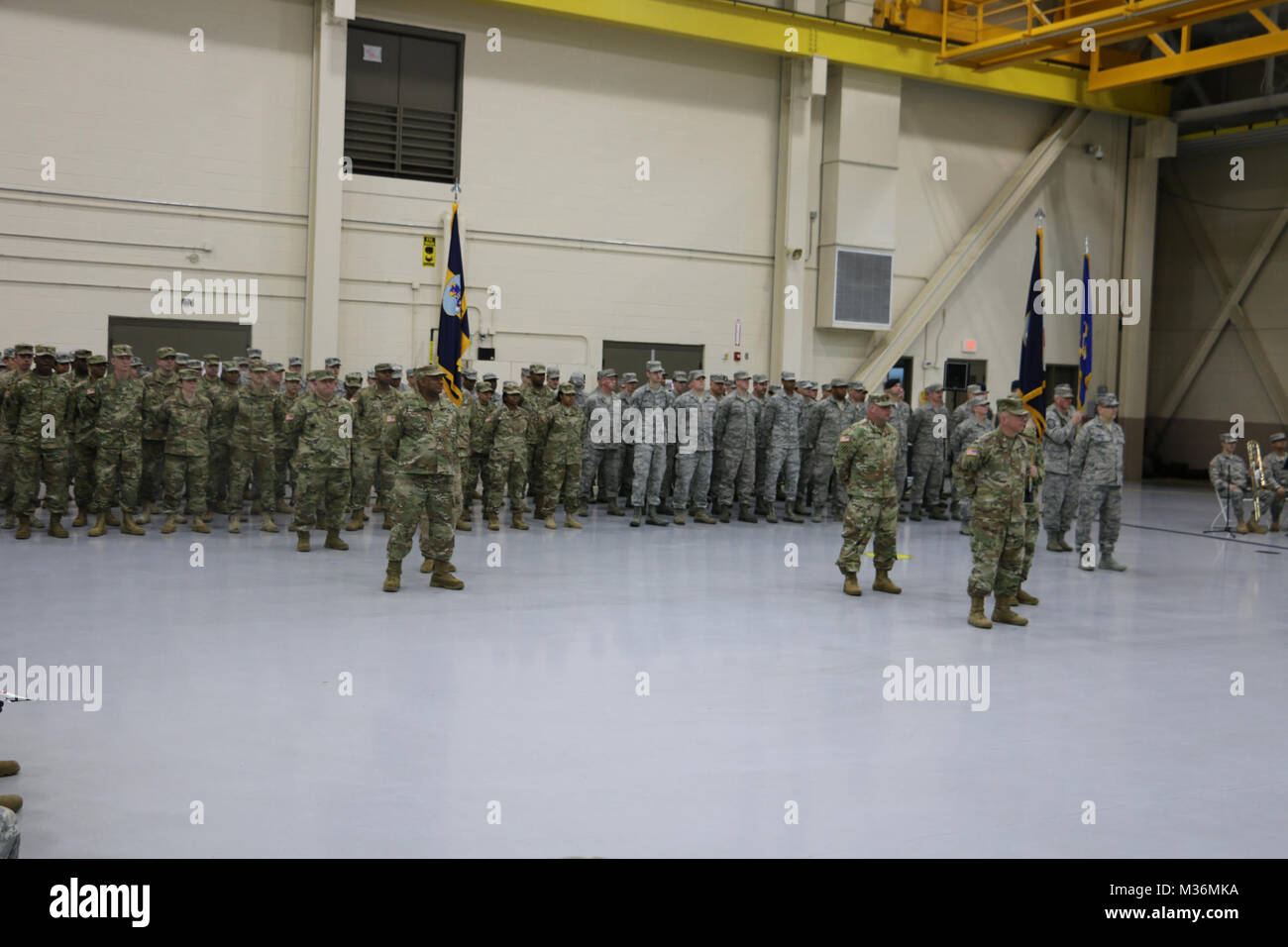 Soldiers and Airmen stand in formation for the Adjutant General Change ...