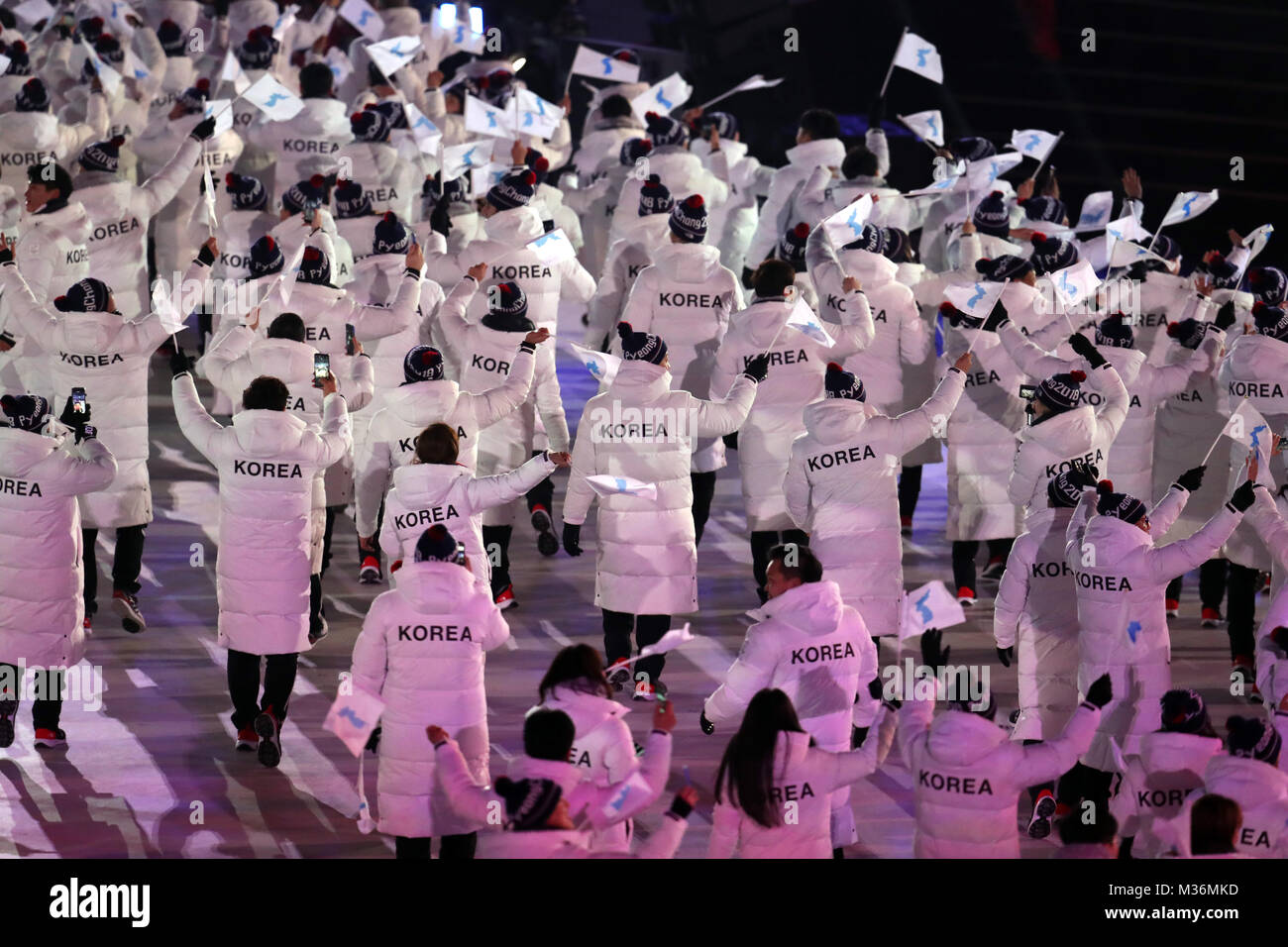 North Korean and South Korean athletes during the Opening Ceremony of ...